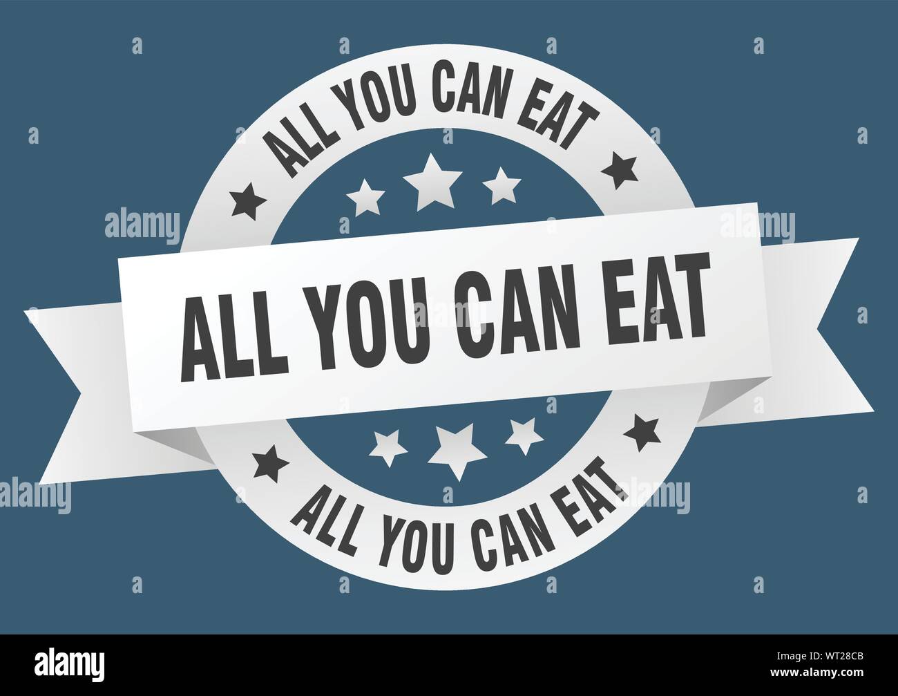 all you can eat ribbon. all you can eat round white sign. all you can ...