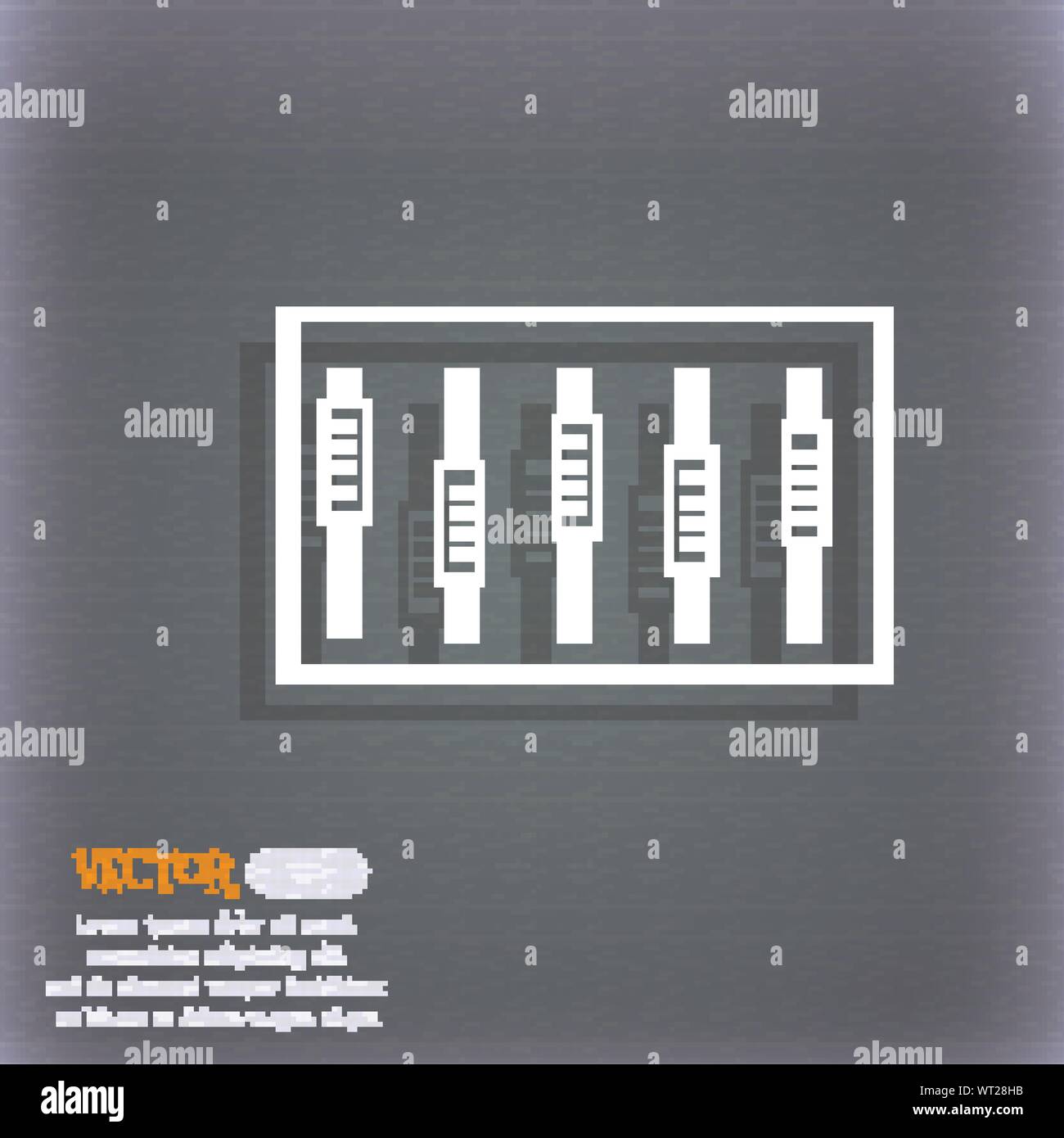 Dj console mix handles and buttons, level icons. On the blue-green ...