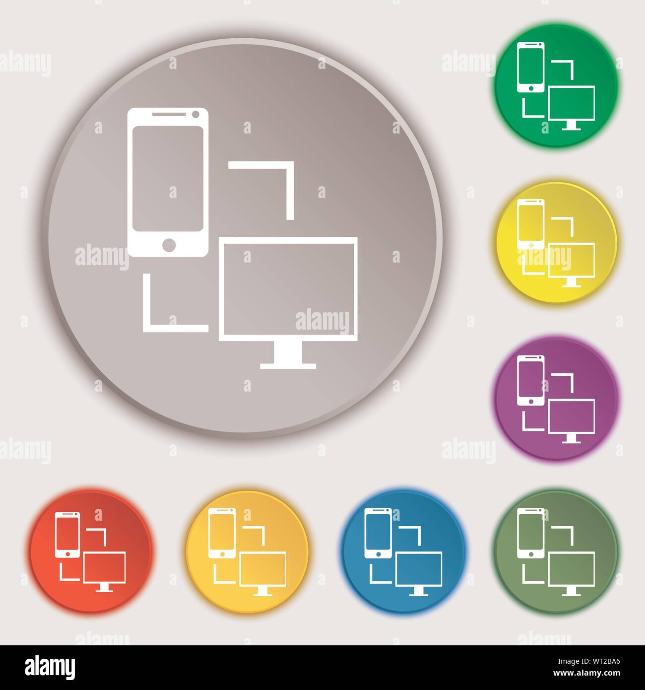 Synchronization sign icon. communicators sync symbol. Data exchange. Symbols on eight flat ...