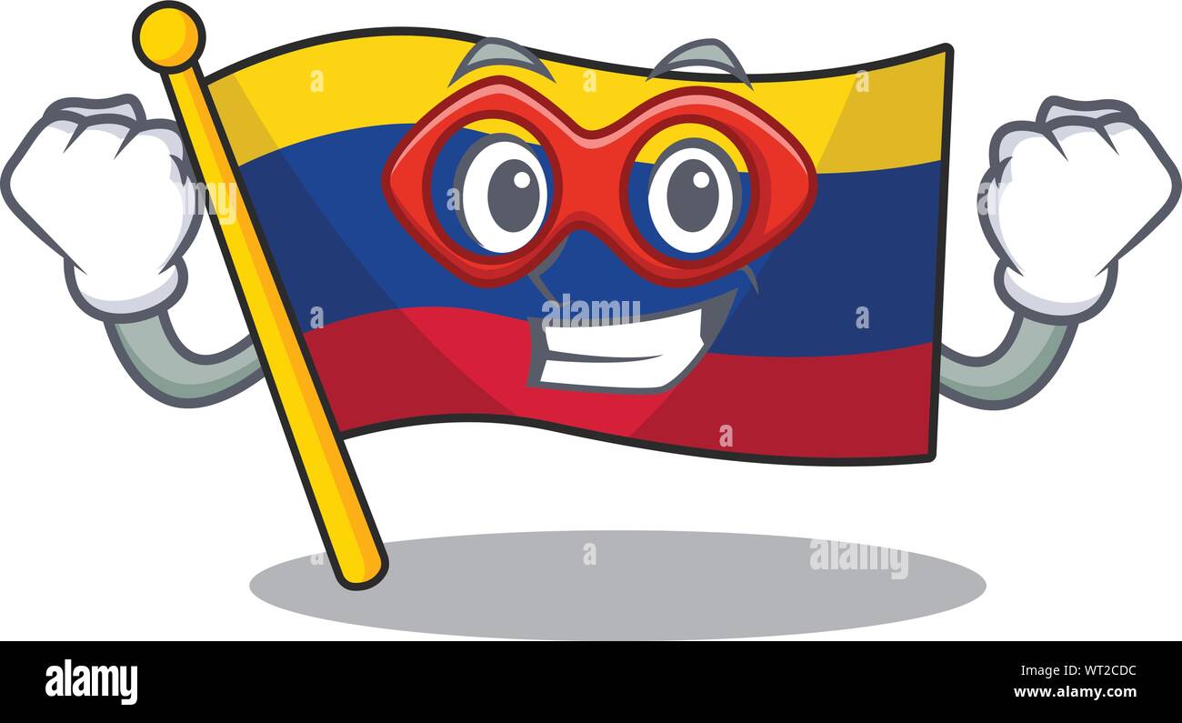 Super hero flag colombia isolated in the cartoon vector illustration ...
