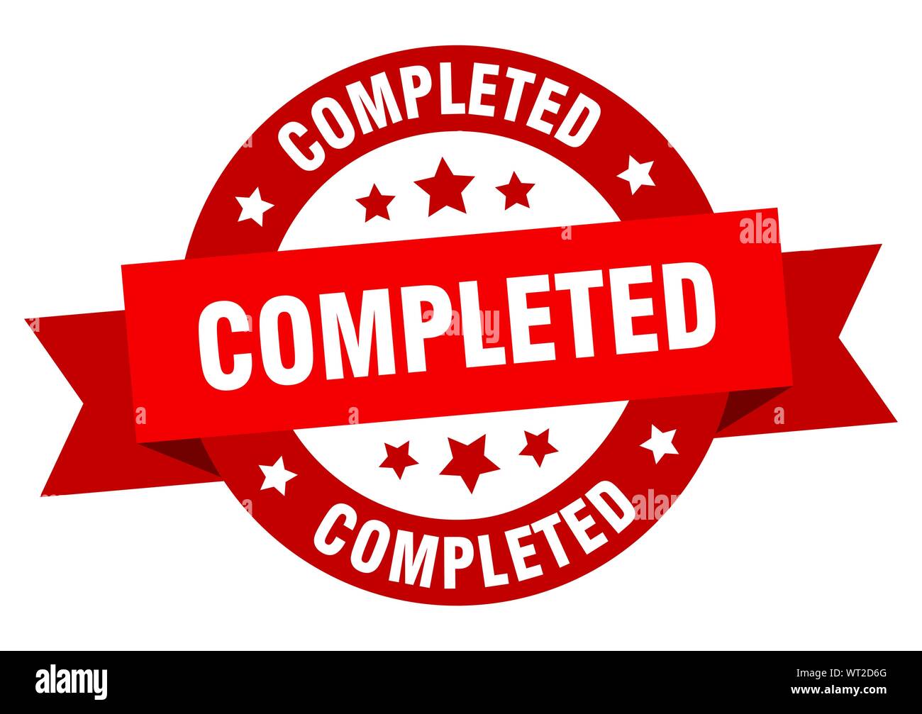 completed ribbon. completed round red sign. completed Stock Vector ...