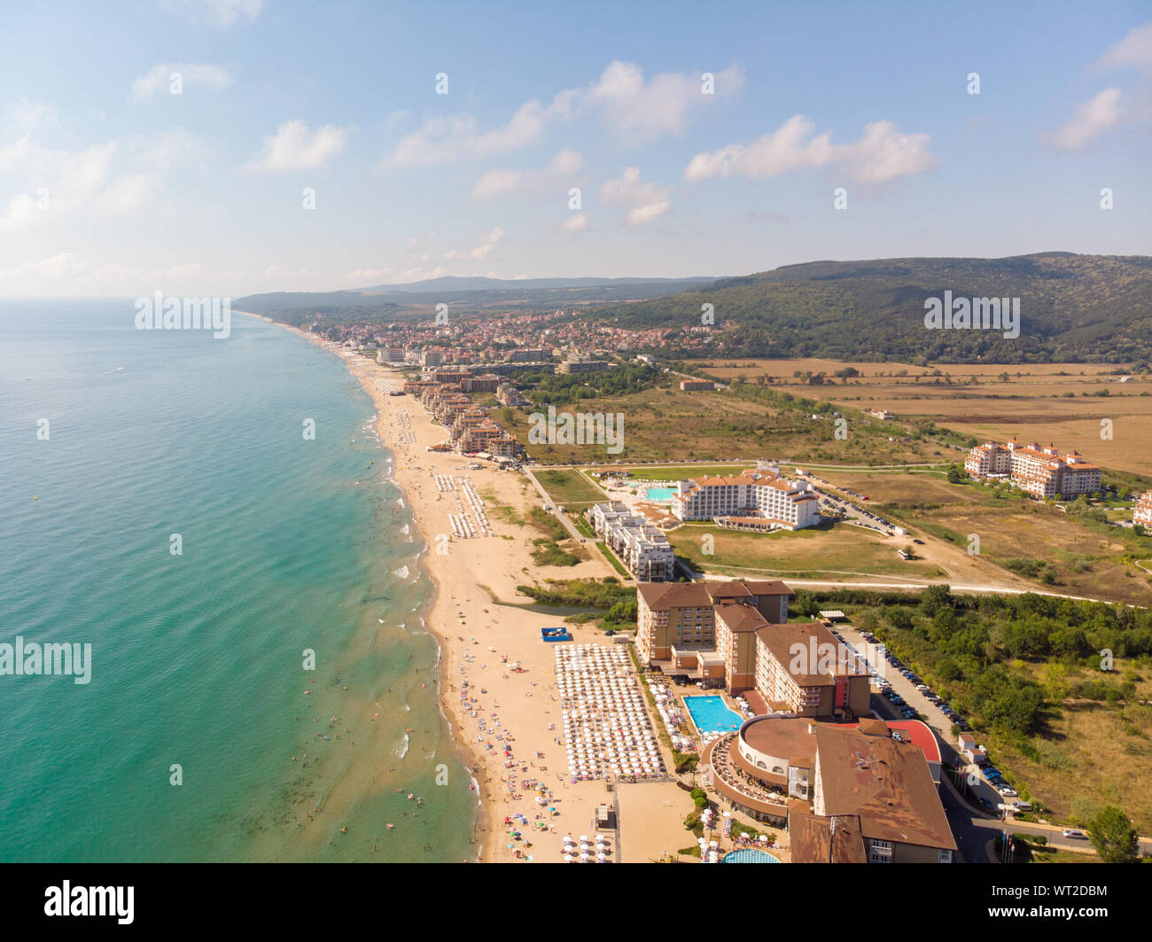 Aerial photo of the beautiful small town and seaside resort known as ...