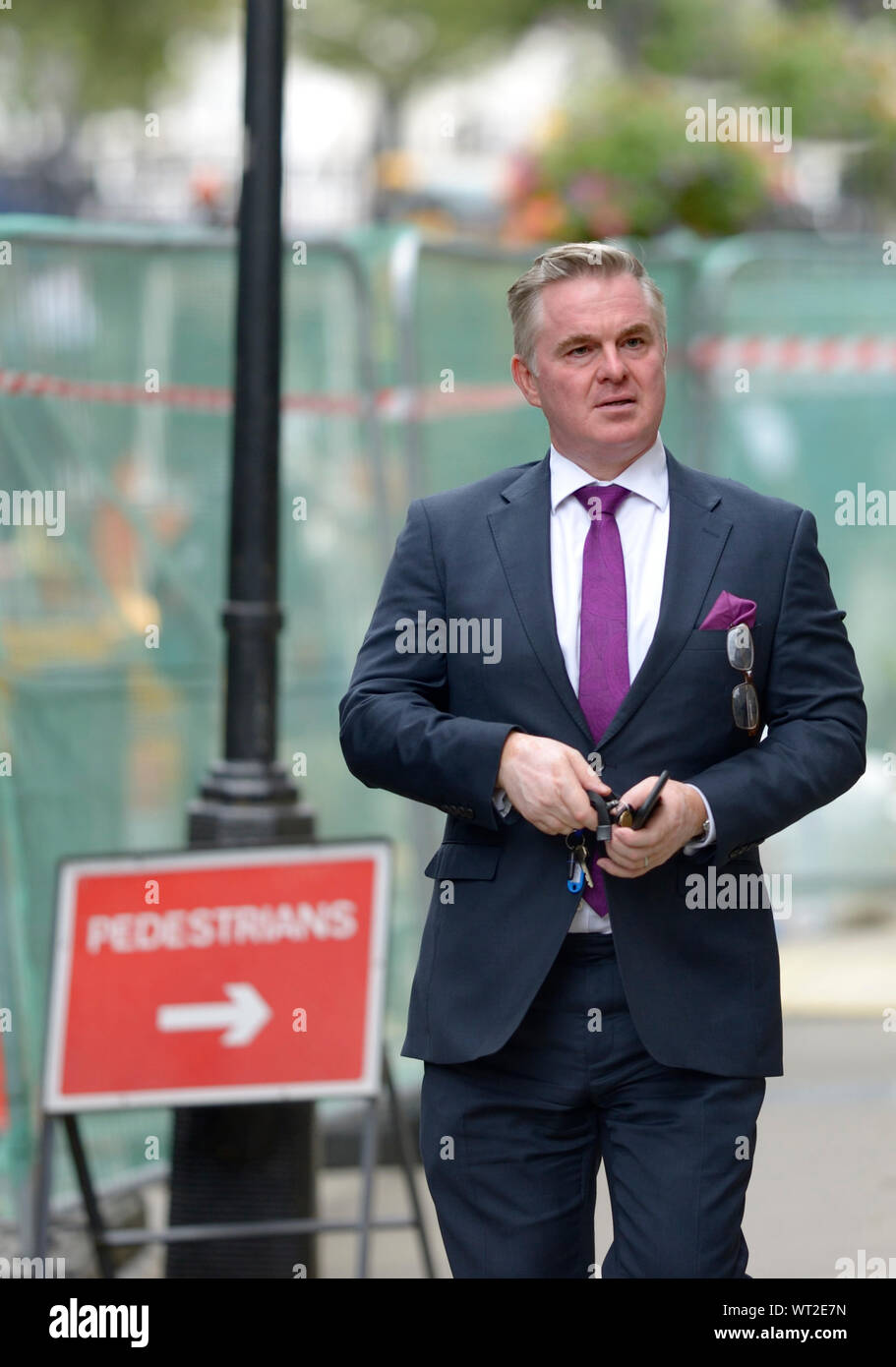 Colin Clark MP (Con: Gordon) arrives in Downing Street for a gathering ...