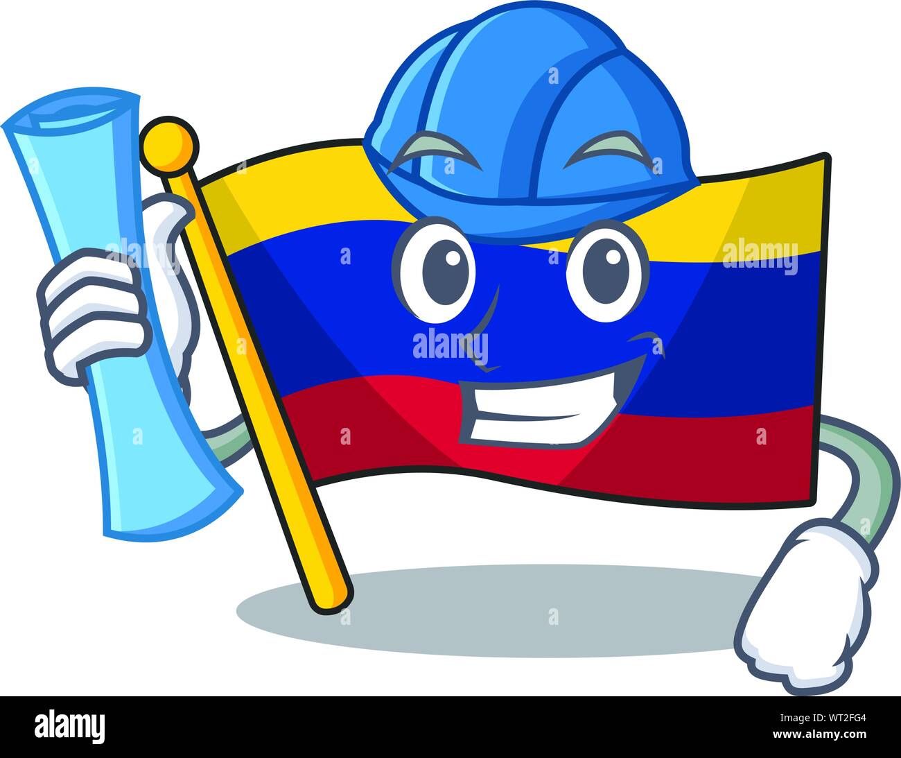 Architect flag colombia isolated in the cartoon vector illustration ...