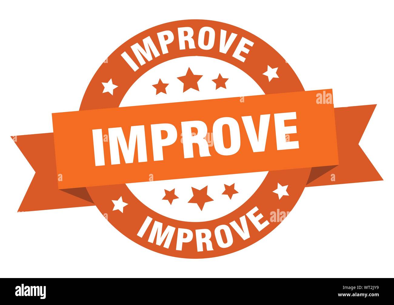 improve ribbon. improve round orange sign. improve Stock Vector Image ...