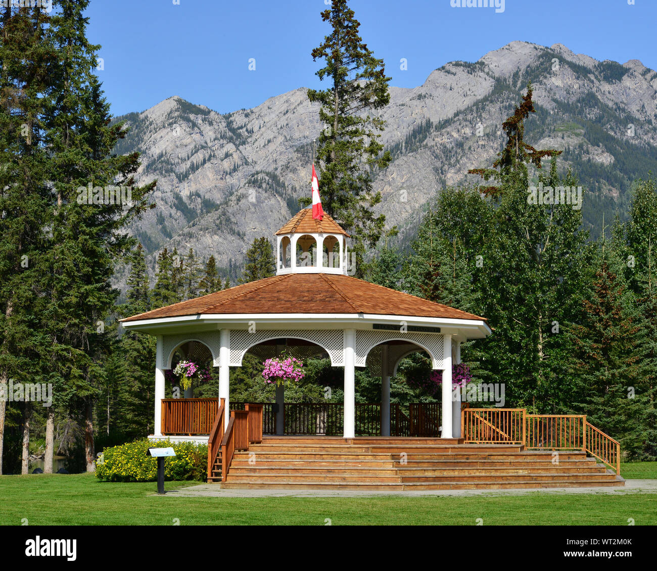 The Louis Trono gazebo in Central Park, Banff, Alberta, Canada Stock ...
