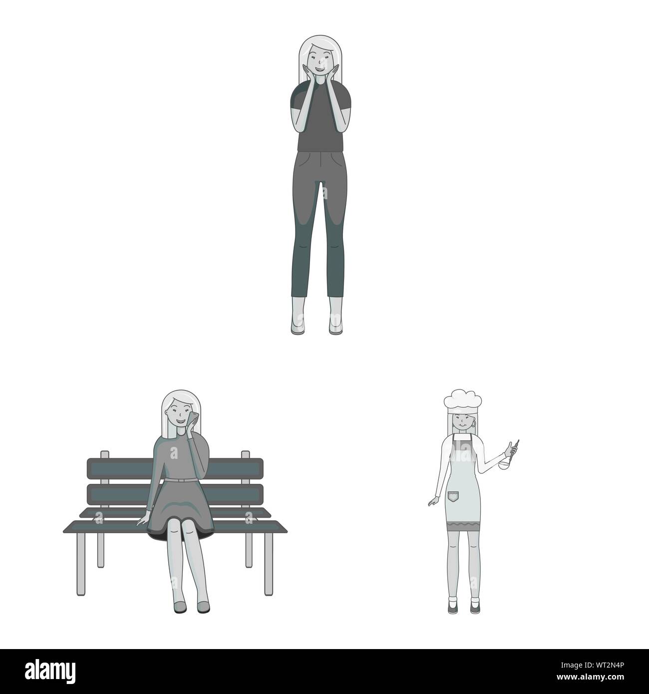 Isolated object of emotions and female icon. Collection of emotions and ...