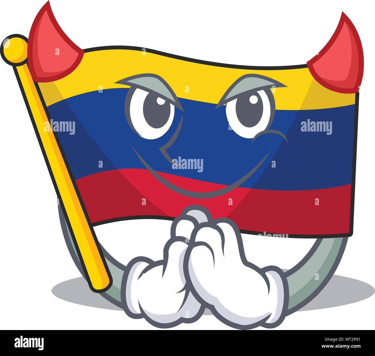 Devil flag colombia mascot shaped on character vector illustration ...