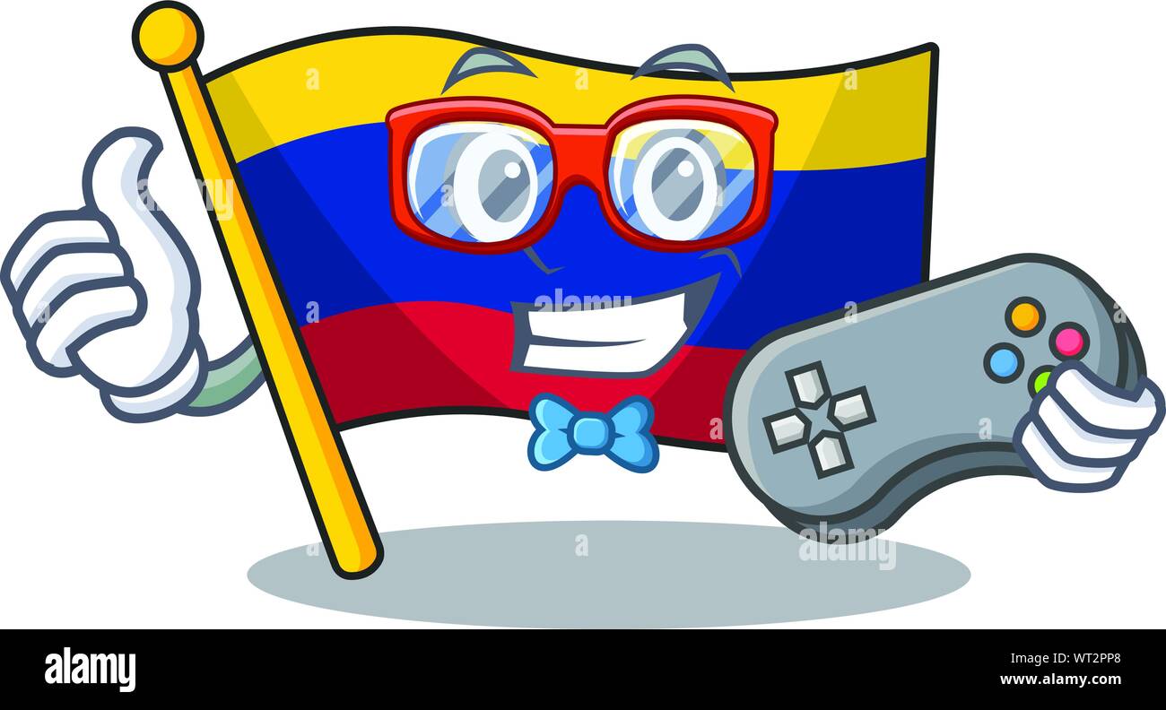 Gamer flag colombia mascot shaped on character vector illustration ...