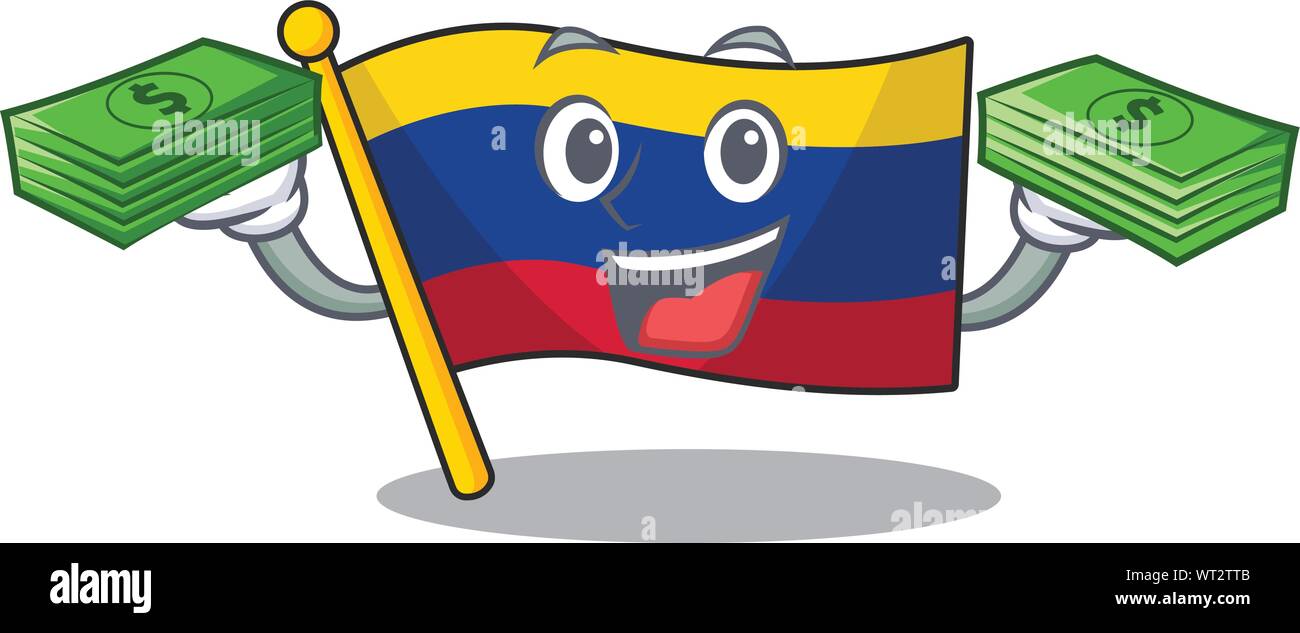 With money bag flag colombia mascot shaped on character vector ...