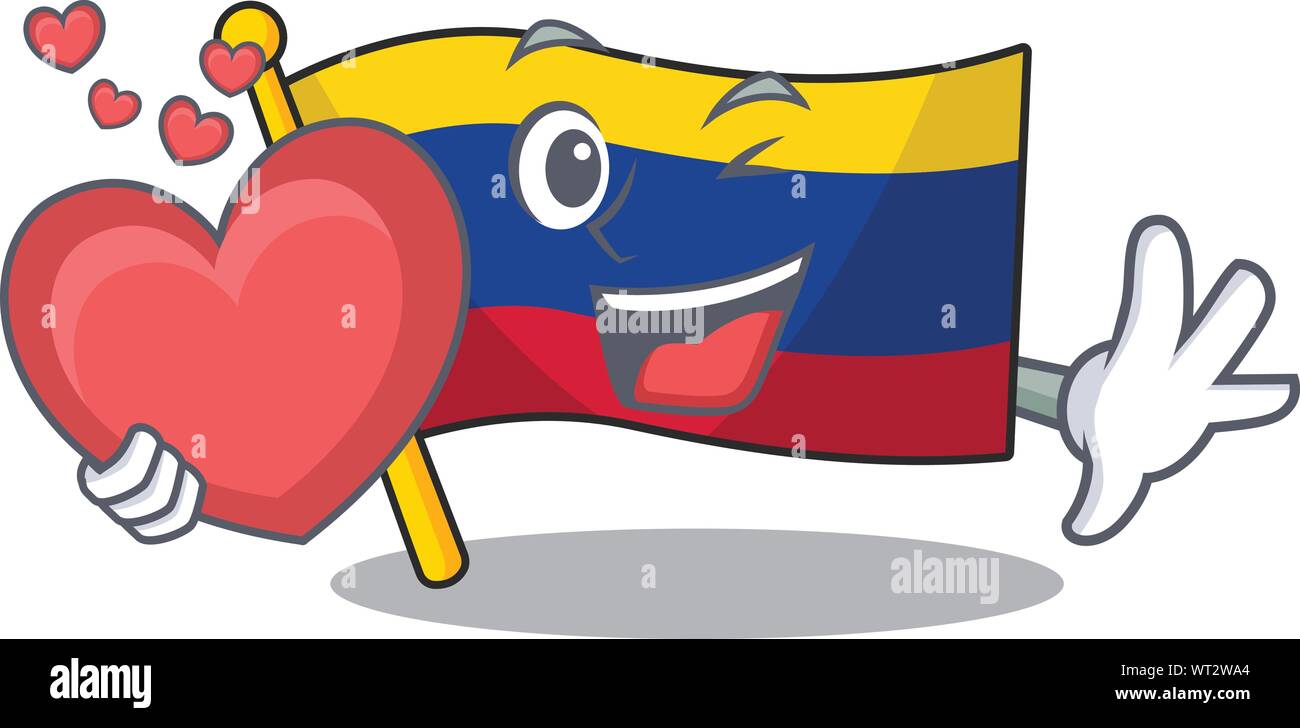 With heart flag colombia mascot shaped on character vector illustration ...