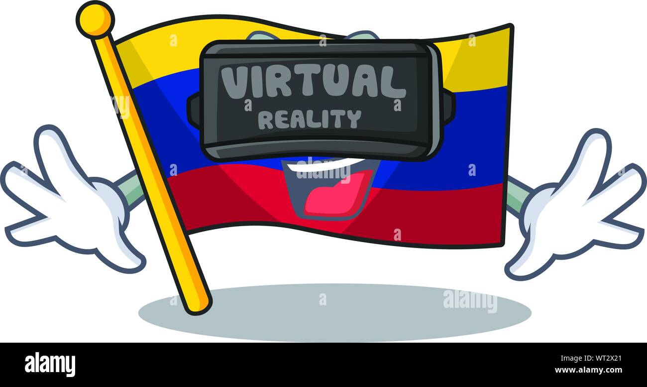 Virtual reality flag colombia mascot shaped on character vector ...