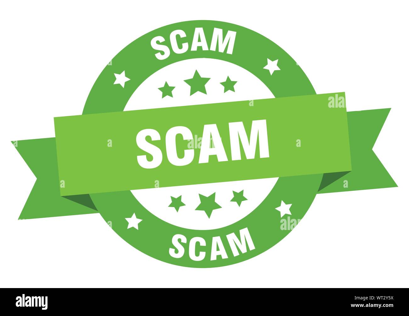 scam ribbon. scam round green sign. scam Stock Vector Image & Art - Alamy