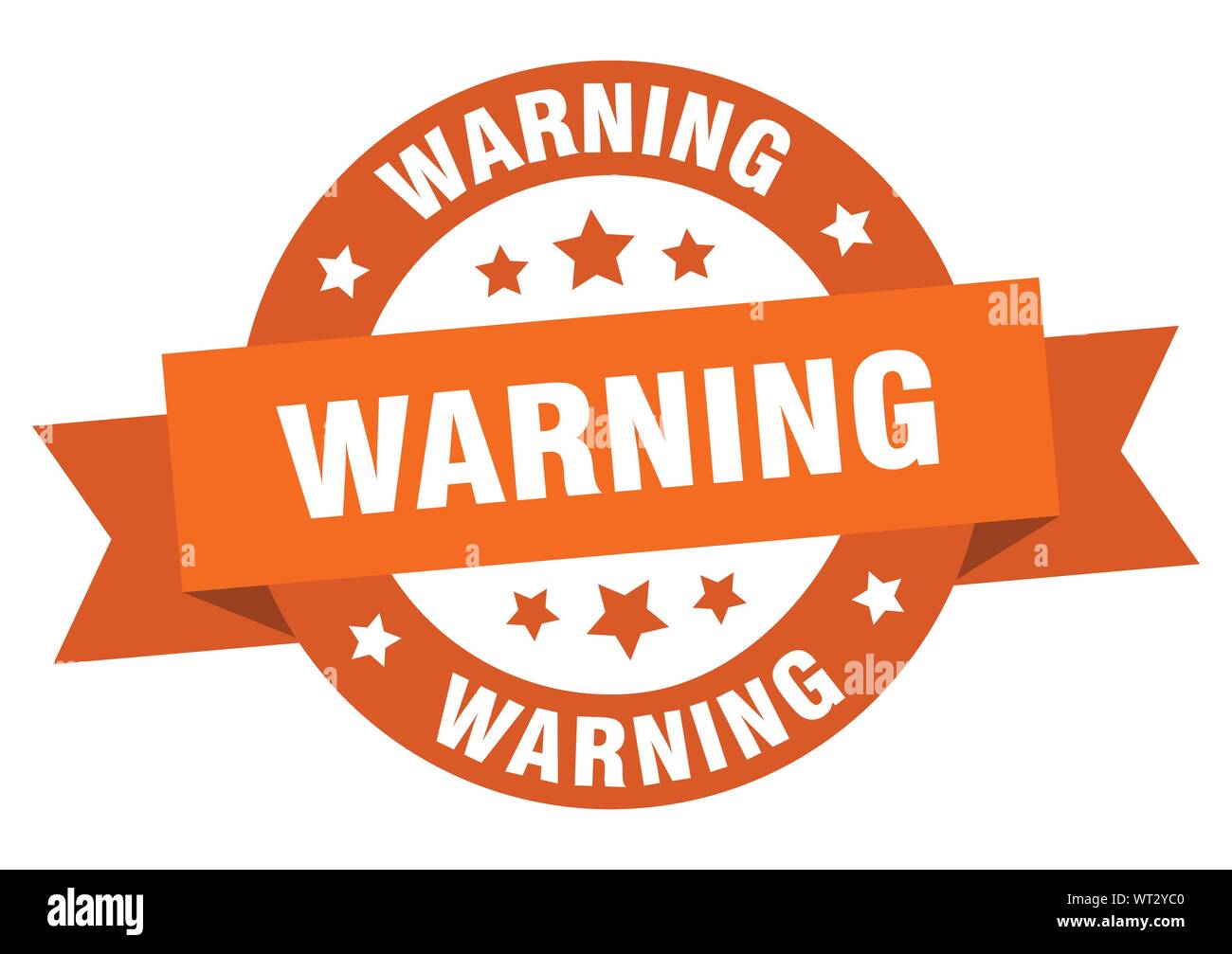 warning ribbon. warning round orange sign. warning Stock Vector Image ...