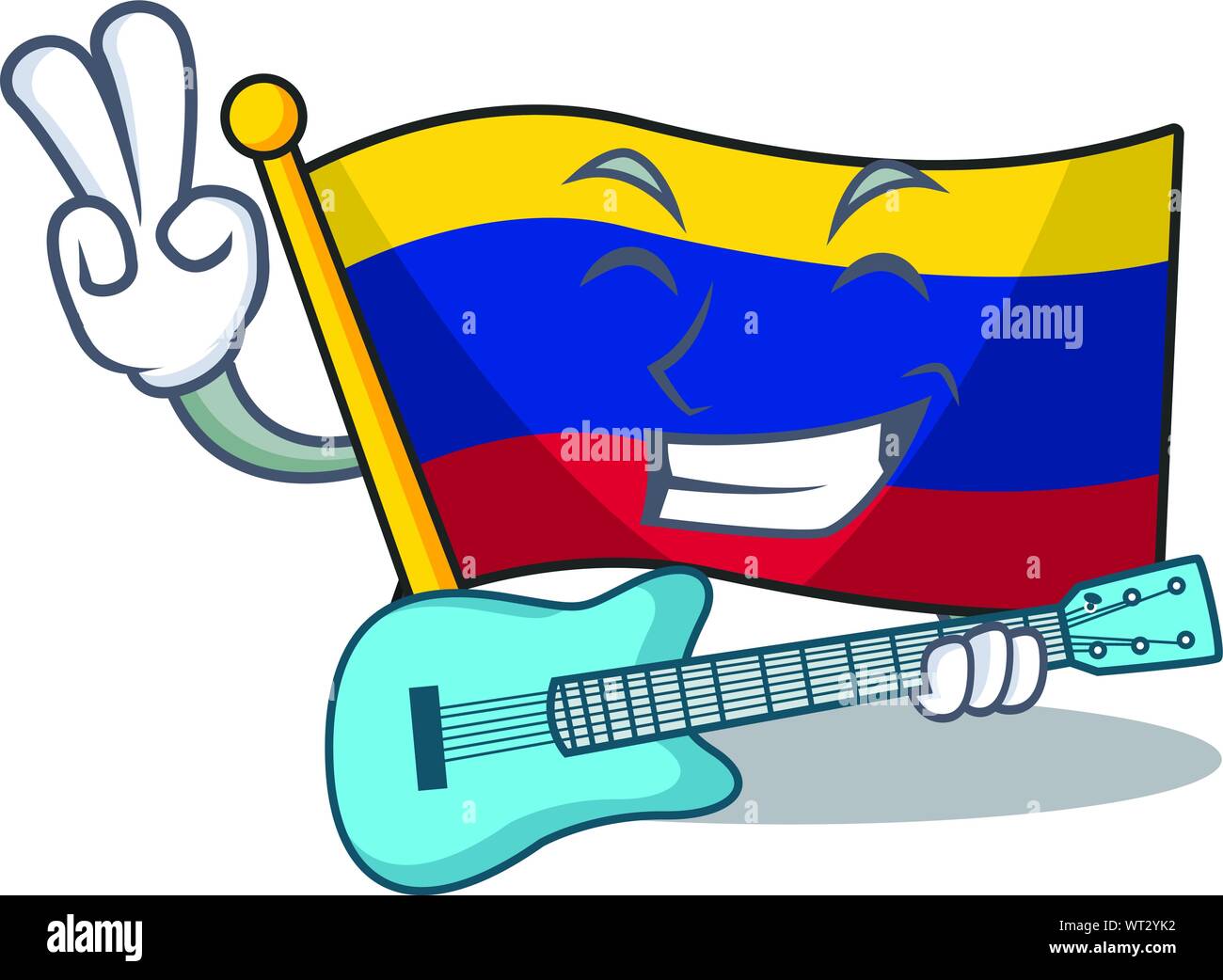 With guitar flag colombia mascot shaped on character vector ...