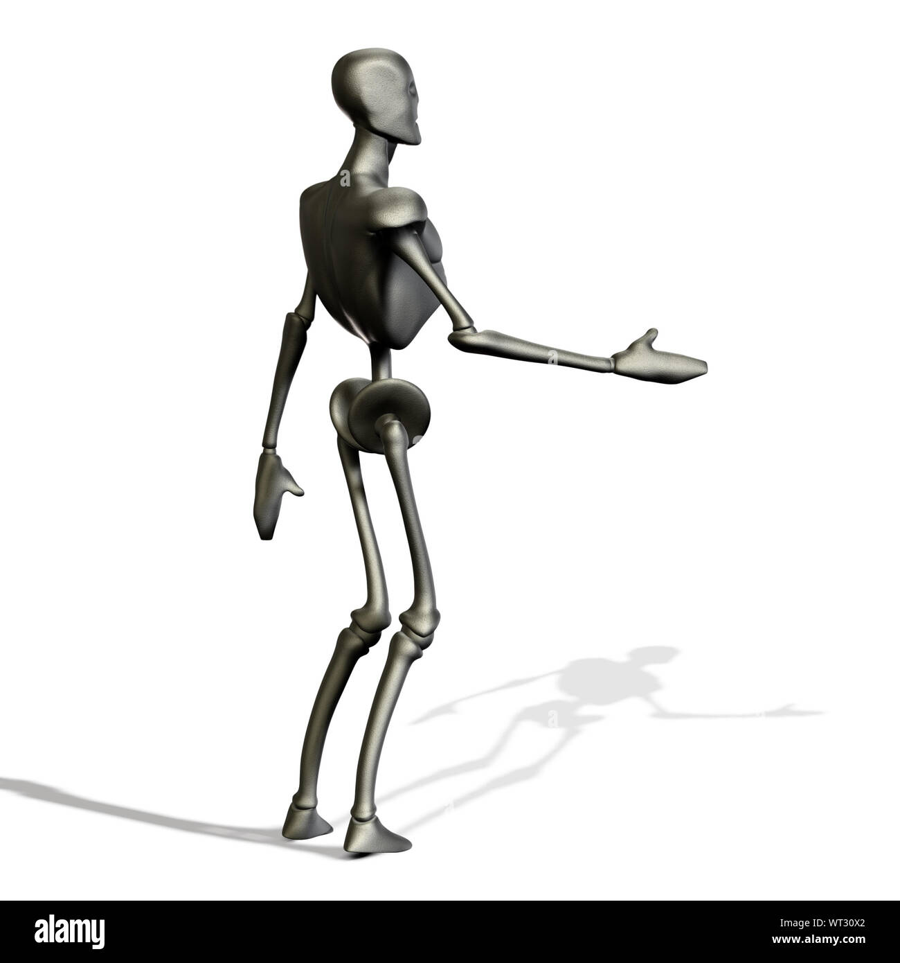 Abstract 3d metal robot on white background Stock Photo - Alamy
