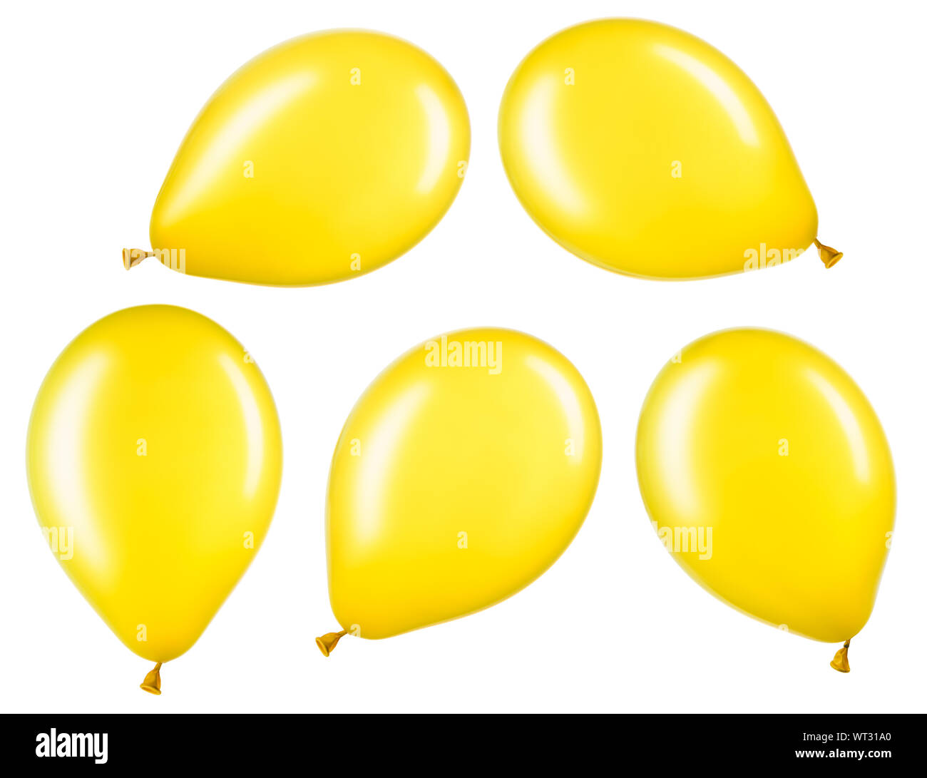 Set of yellow helium balloons, element of decorations Stock Photo - Alamy
