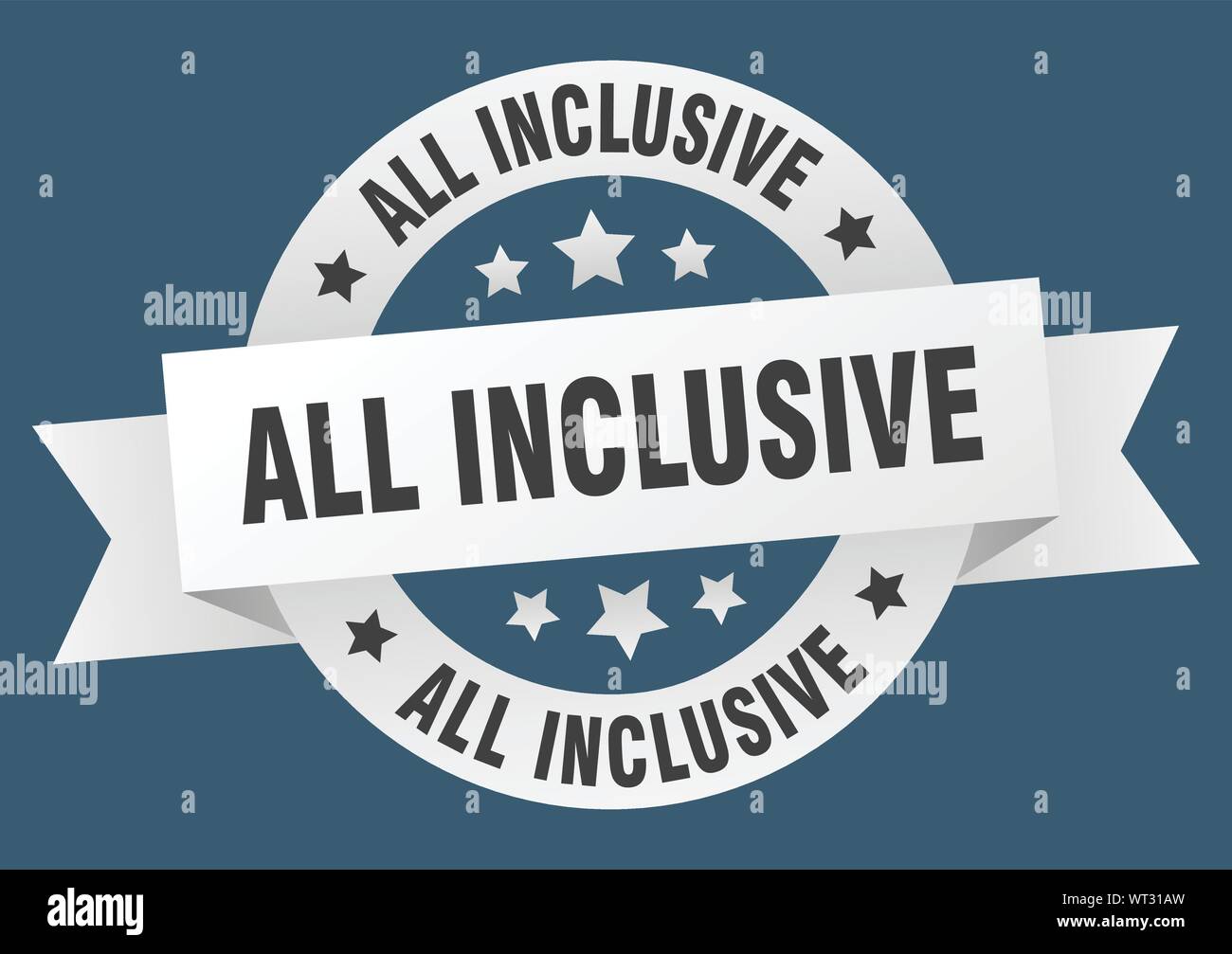 all inclusive ribbon. all inclusive round white sign. all inclusive ...