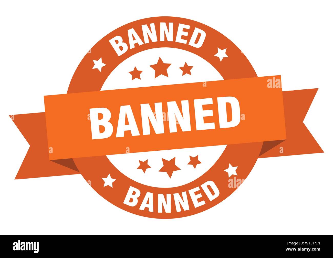 banned ribbon. banned round orange sign. banned Stock Vector Image ...