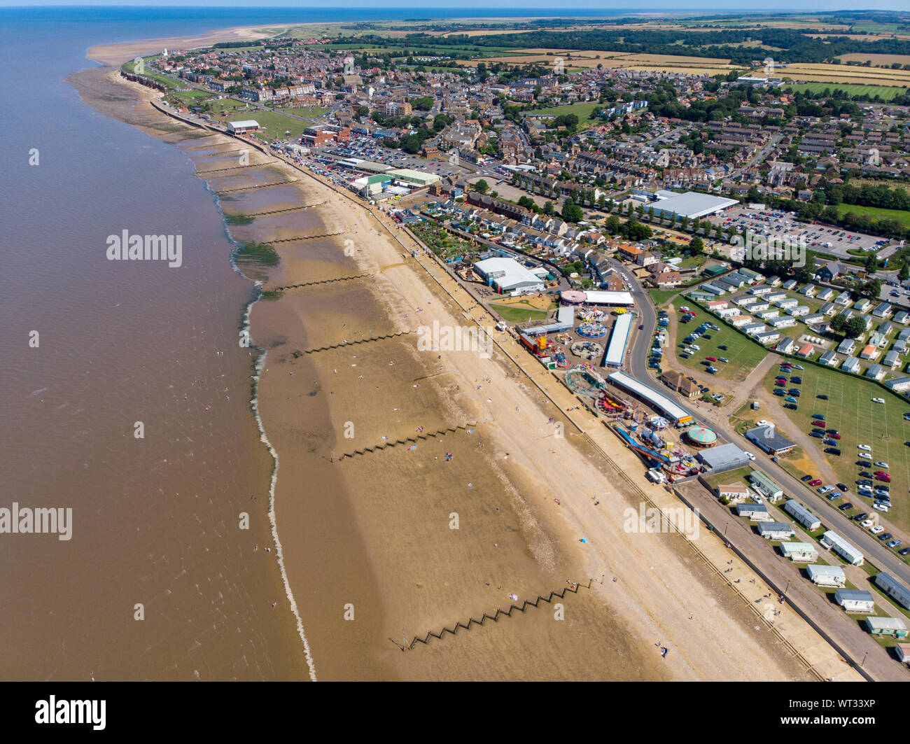 Aerial photo of the British seaside town of Hunstanton in Norfolk ...