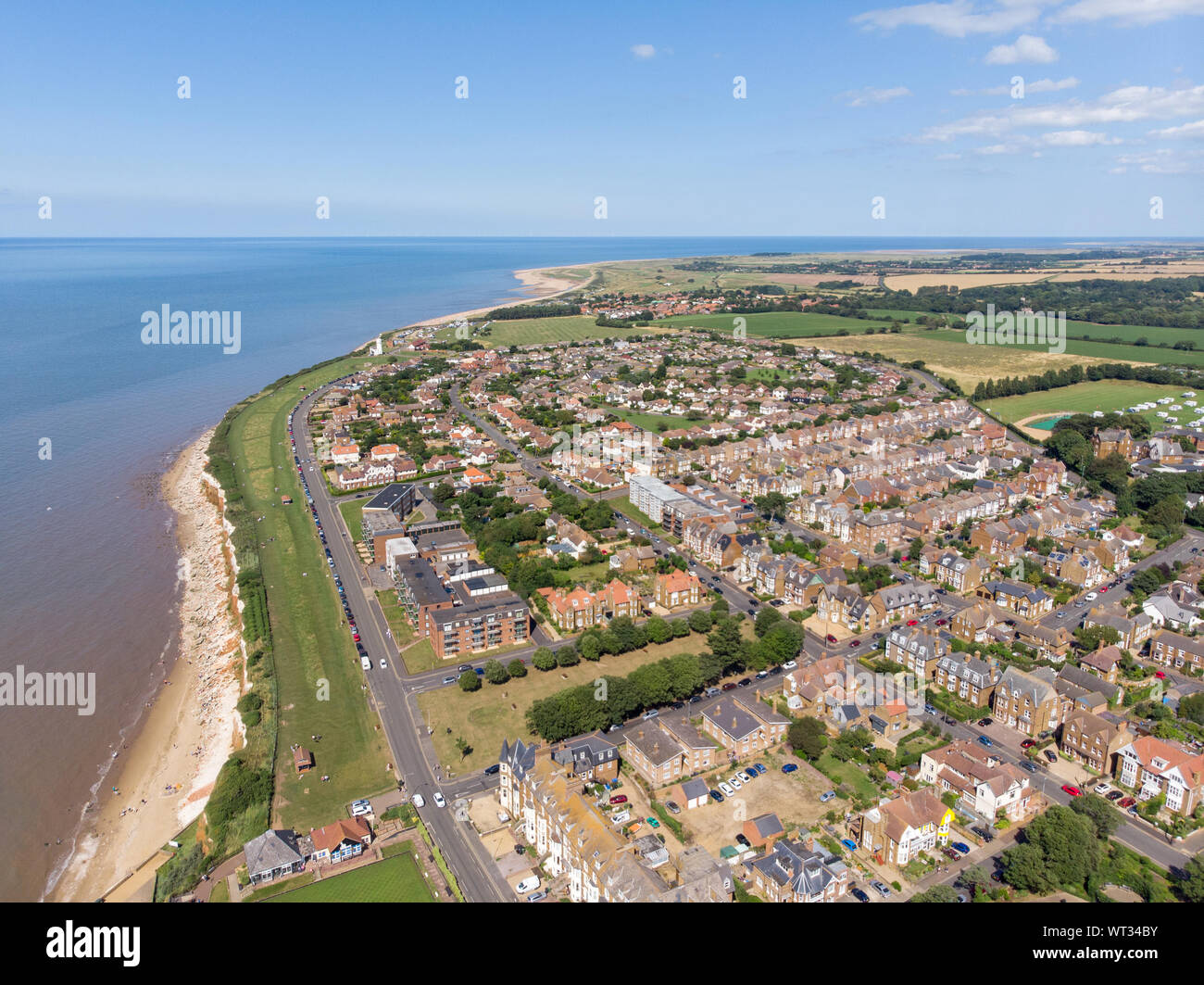 Aerial photo of the British seaside town of Hunstanton in Norfolk ...