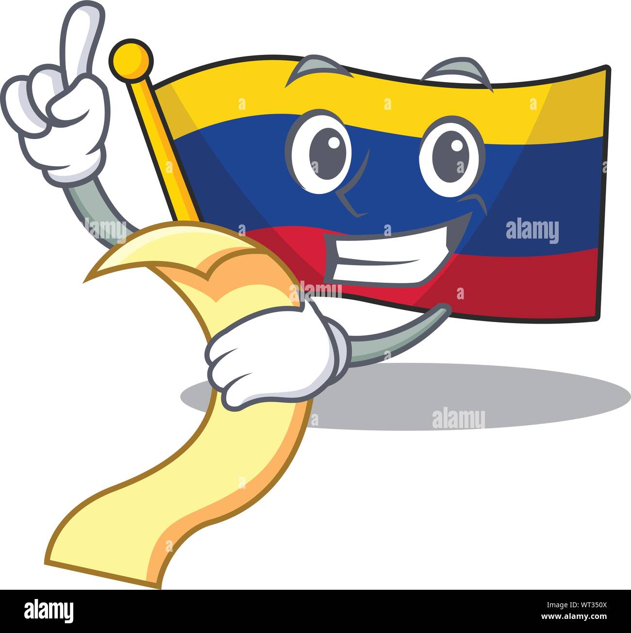 With menu flag colombia mascot shaped on character vector illustration ...