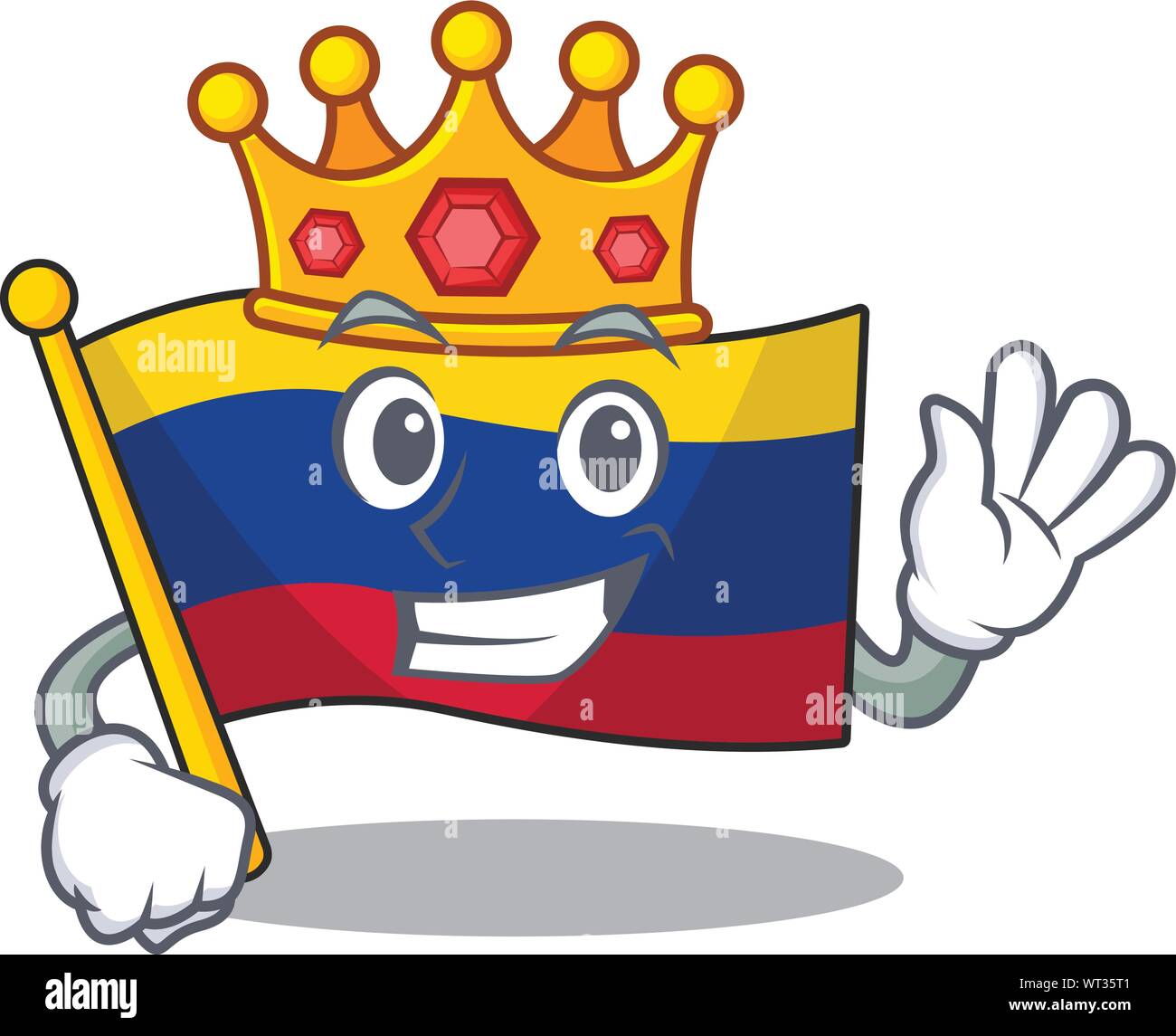 King colombia flag stored above mascot drawer vector illustration Stock ...