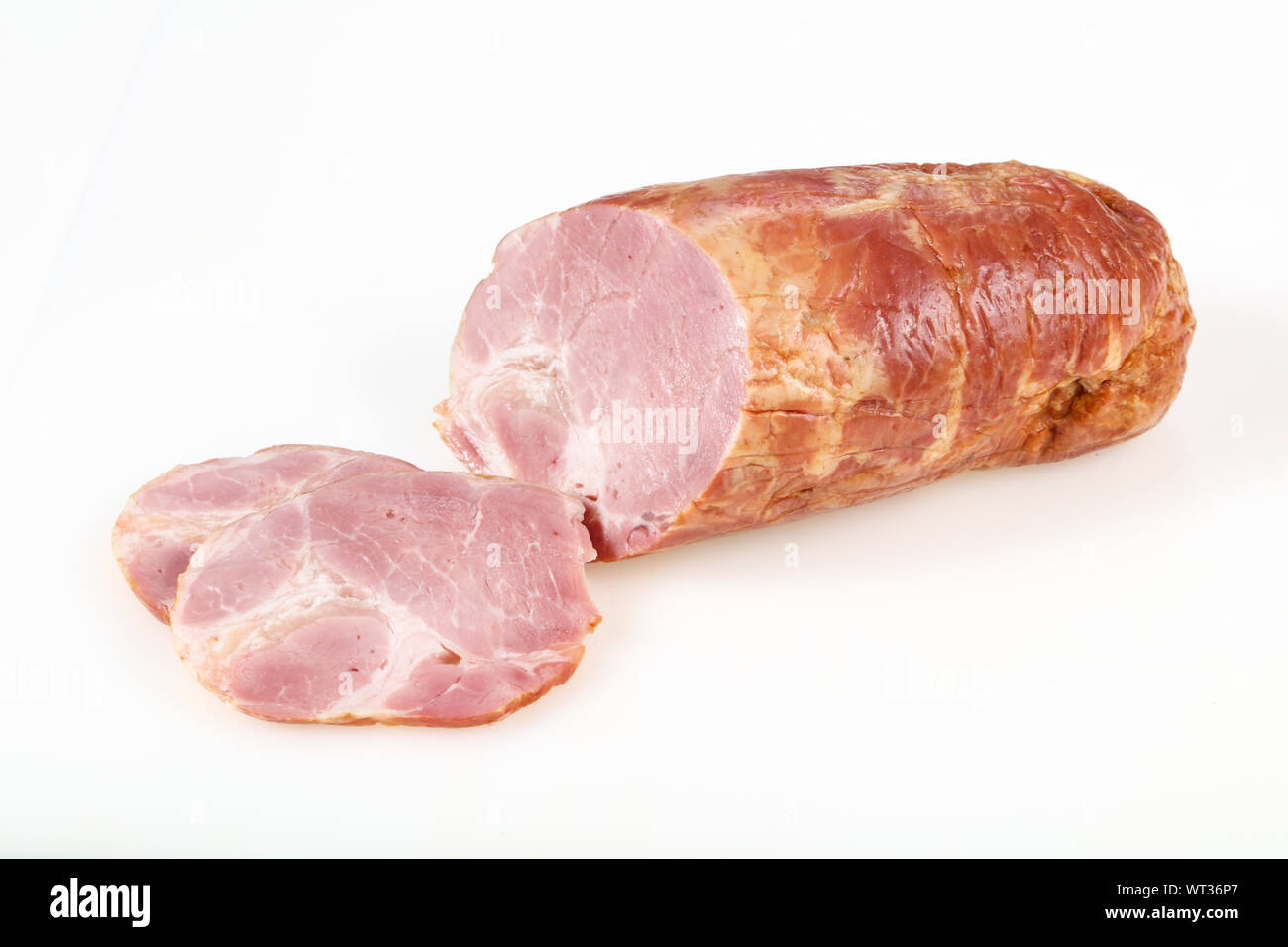 Tasty Ham over white background isolated Stock Photo - Alamy