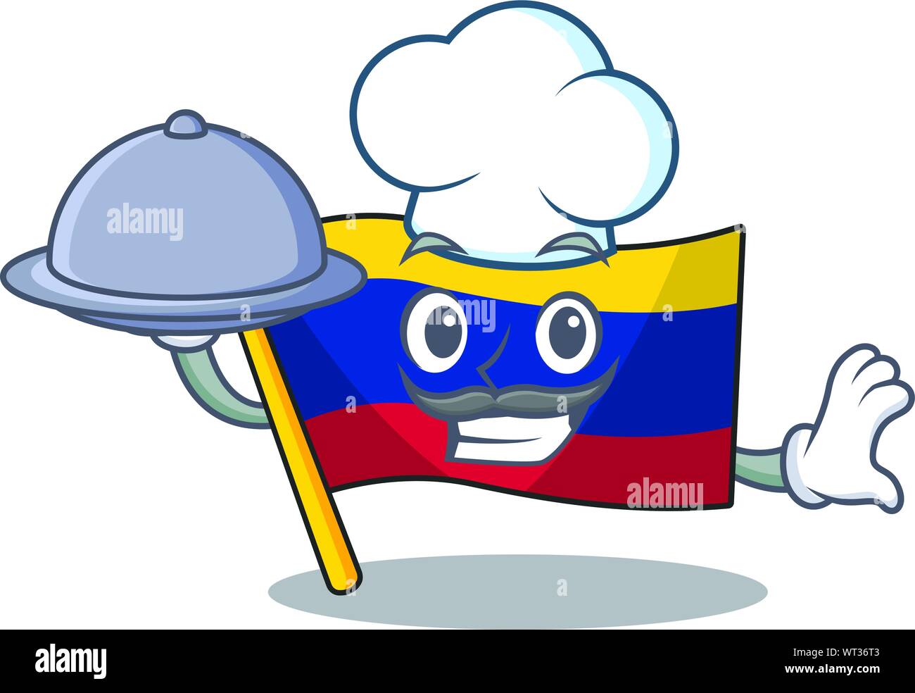 Chef with food flag colombia mascot shaped on character vector ...