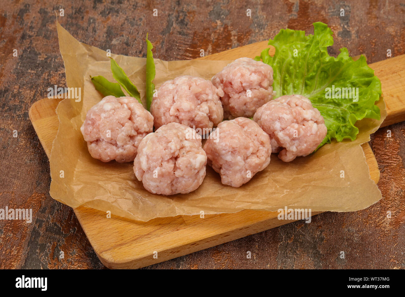 Homemade raw pork minced meatball ready for cooking Stock Photo - Alamy