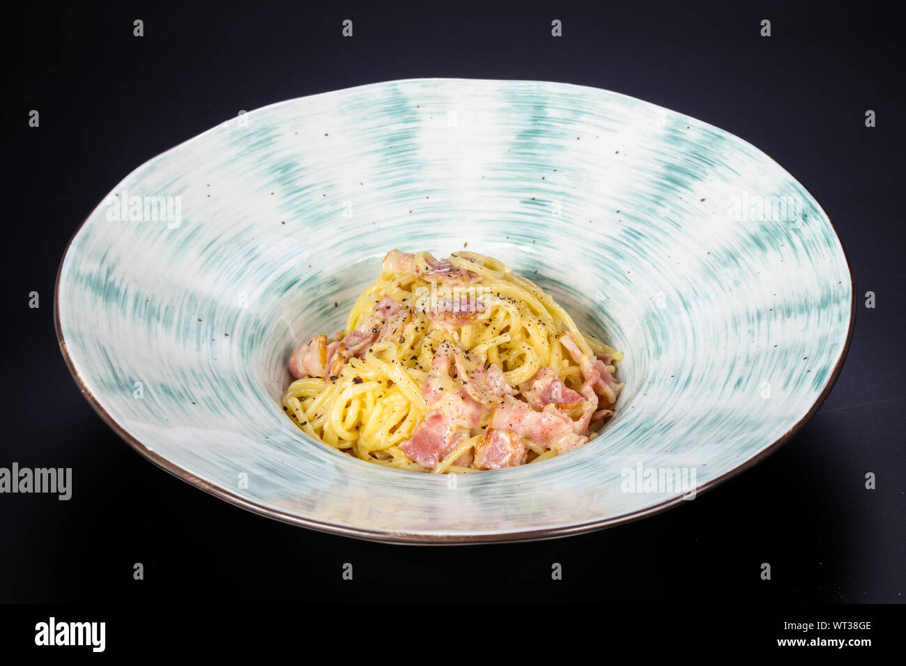 Pasta Carbonara with ham and parmesan Stock Photo - Alamy