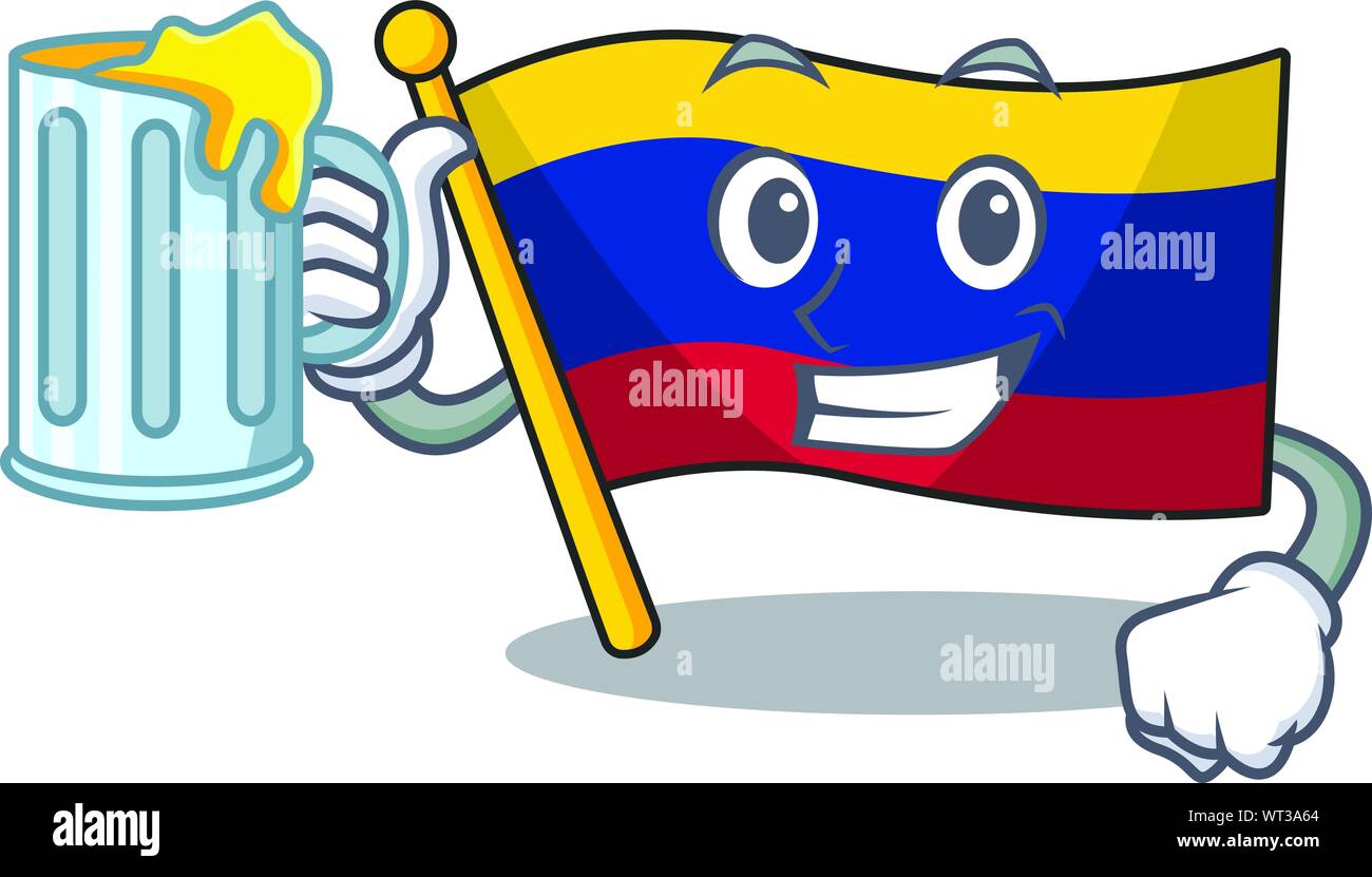 With juice flag colombia mascot shaped on character vector illustration ...
