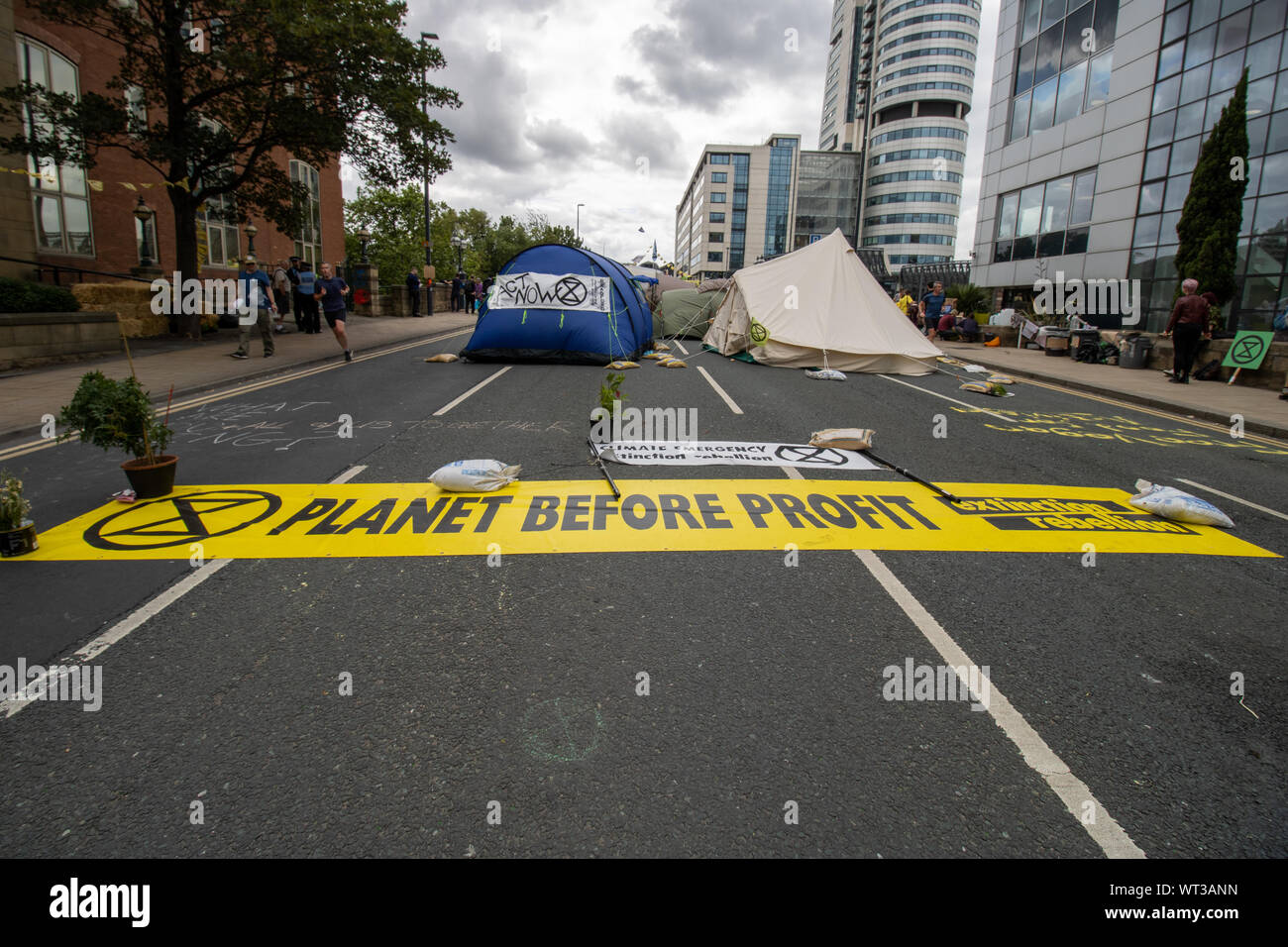 Leeds UK, 18th July 2019: The Extinction Rebellion Protest located in ...