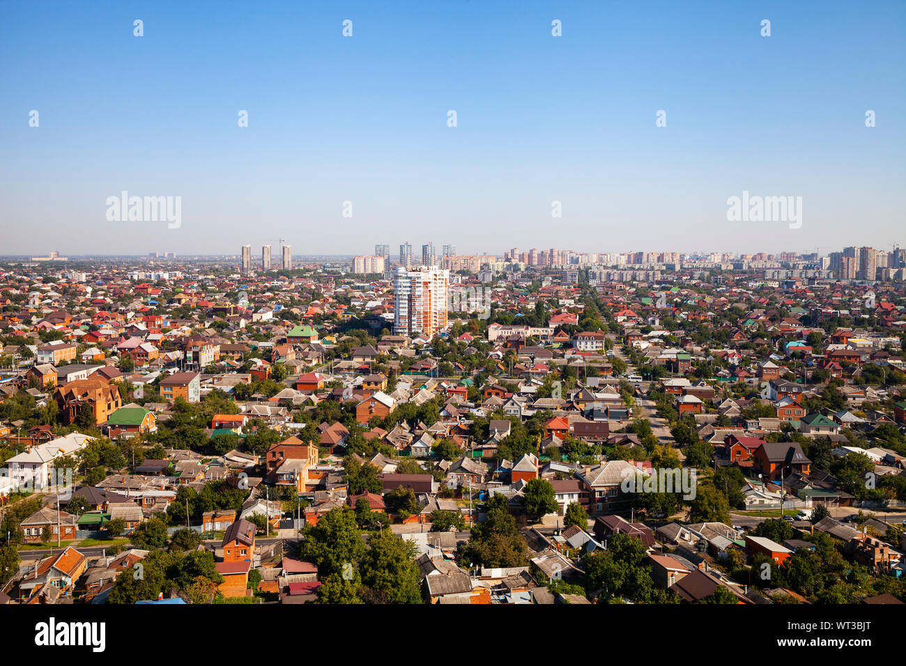 Aerial view of the city. Summer day. Residences and skyscrapers Stock ...