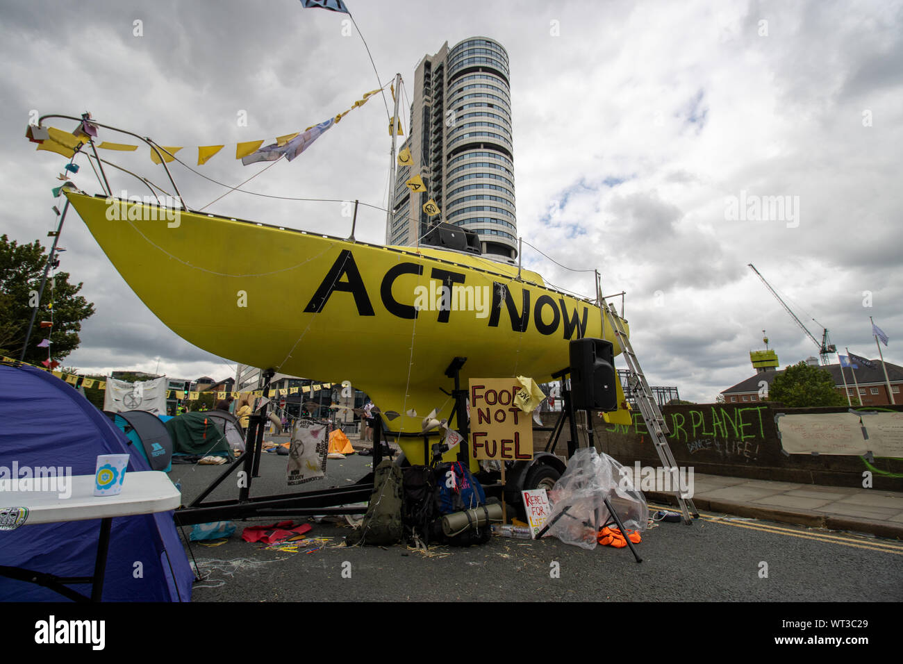 Leeds UK, 18th July 2019: The Extinction Rebellion Protest located in ...