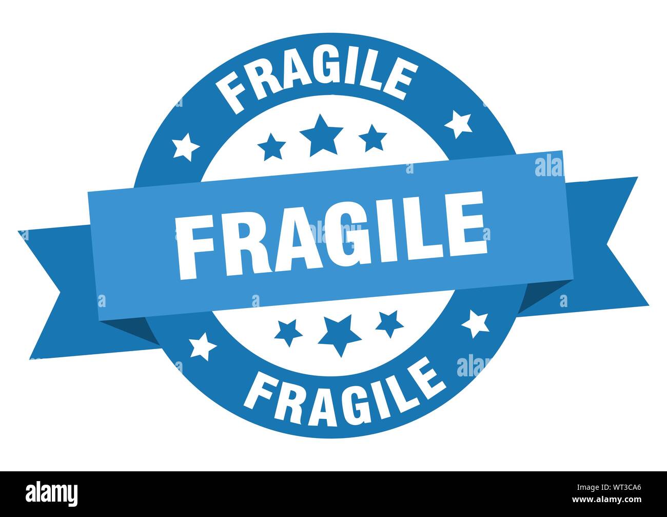 fragile ribbon. fragile round blue sign. fragile Stock Vector Image ...