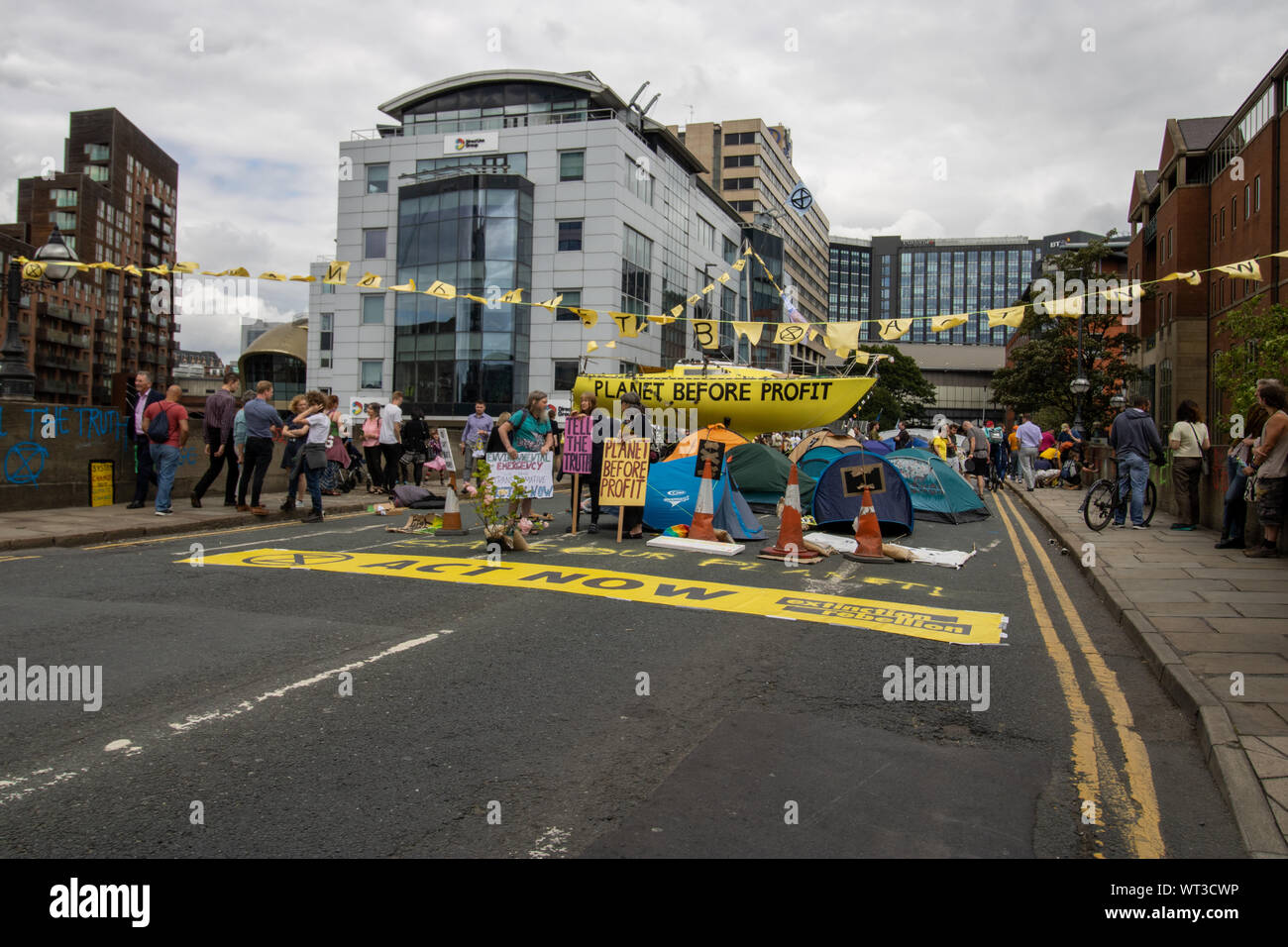Leeds UK, 18th July 2019: The Extinction Rebellion Protest located in ...