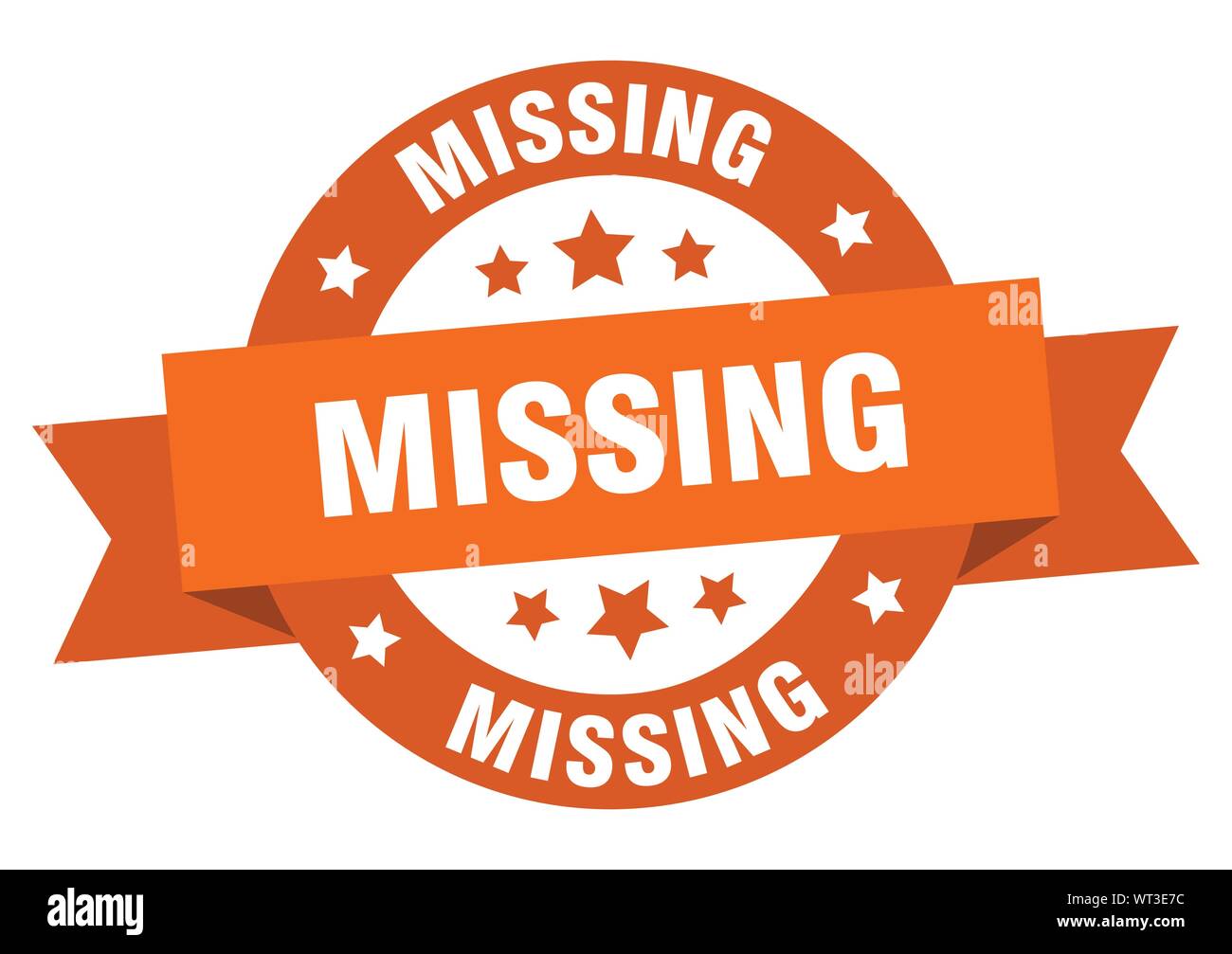 missing ribbon. missing round orange sign. missing Stock Vector Image ...