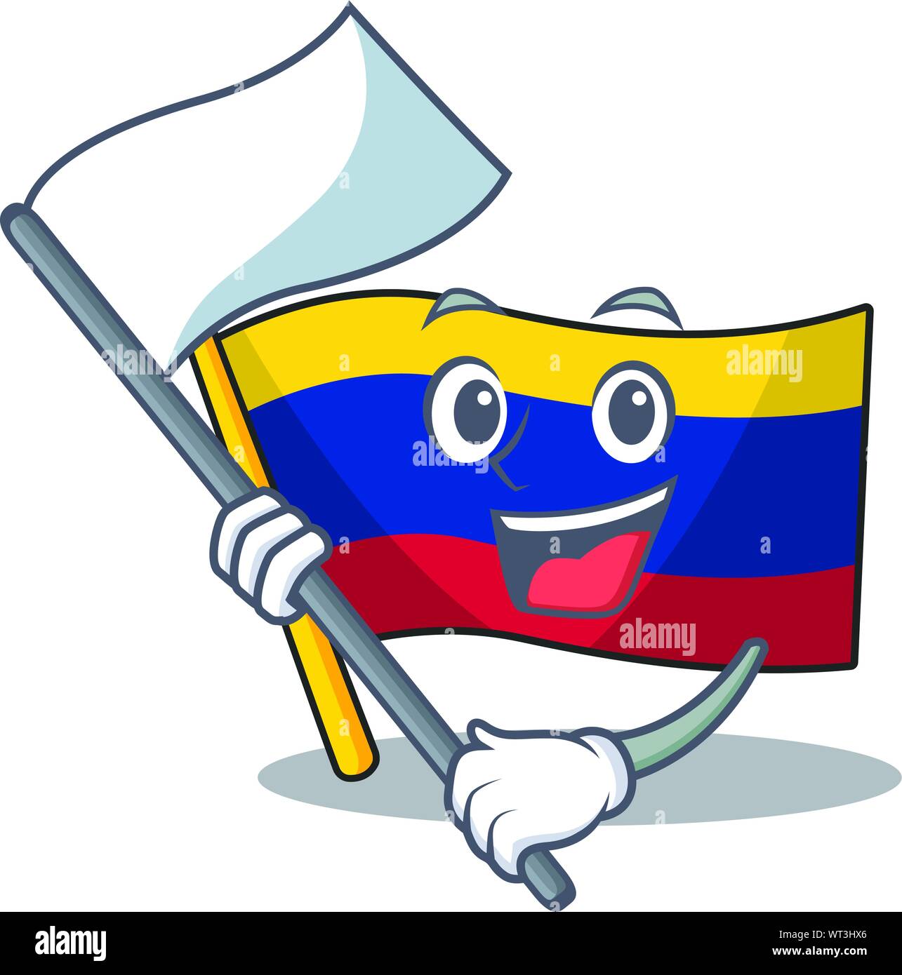 With flag colombia flag stored above mascot drawer vector illustration ...