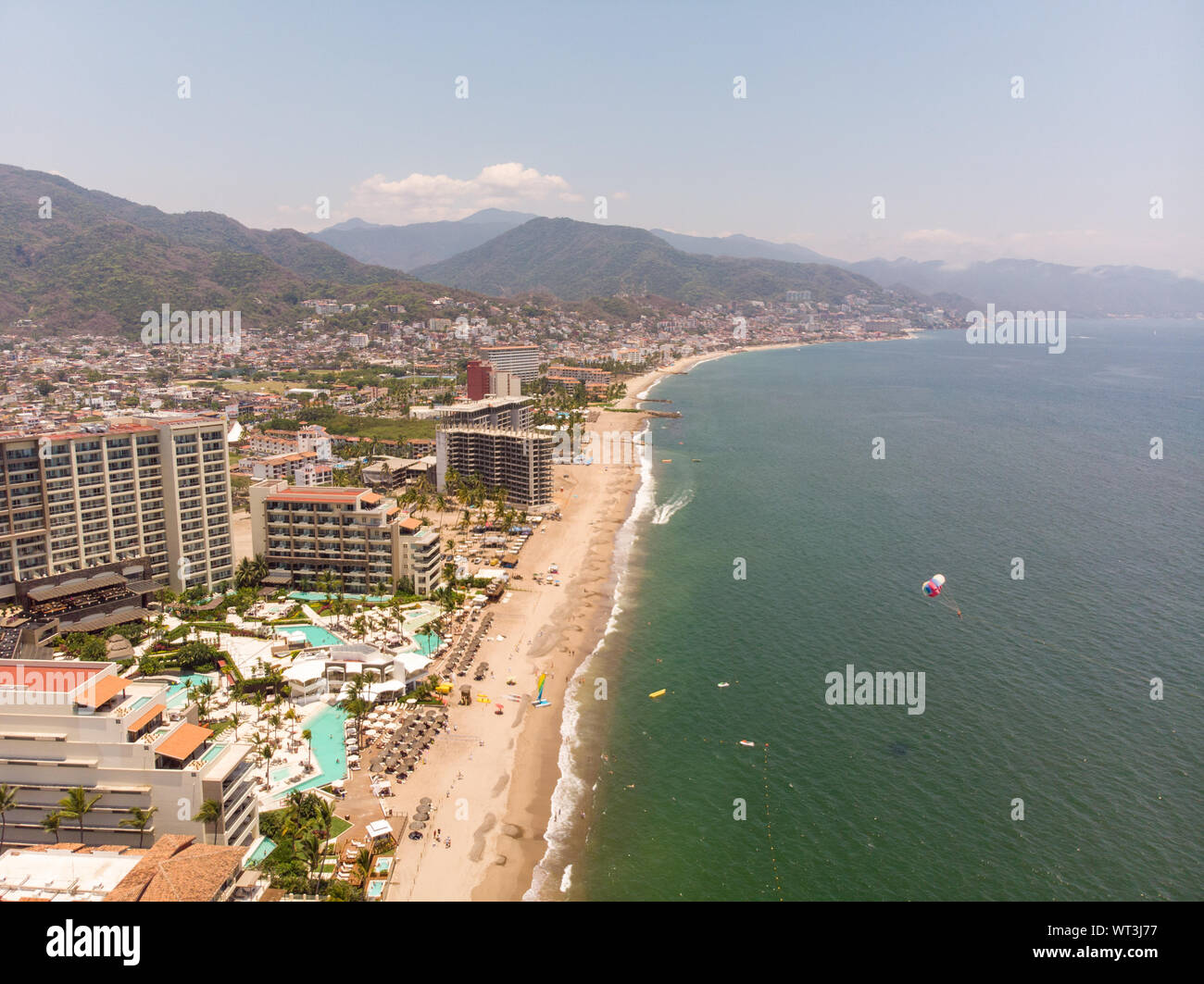 Aerial photos of the pier knows as Playa Los Muertos pier in the ...