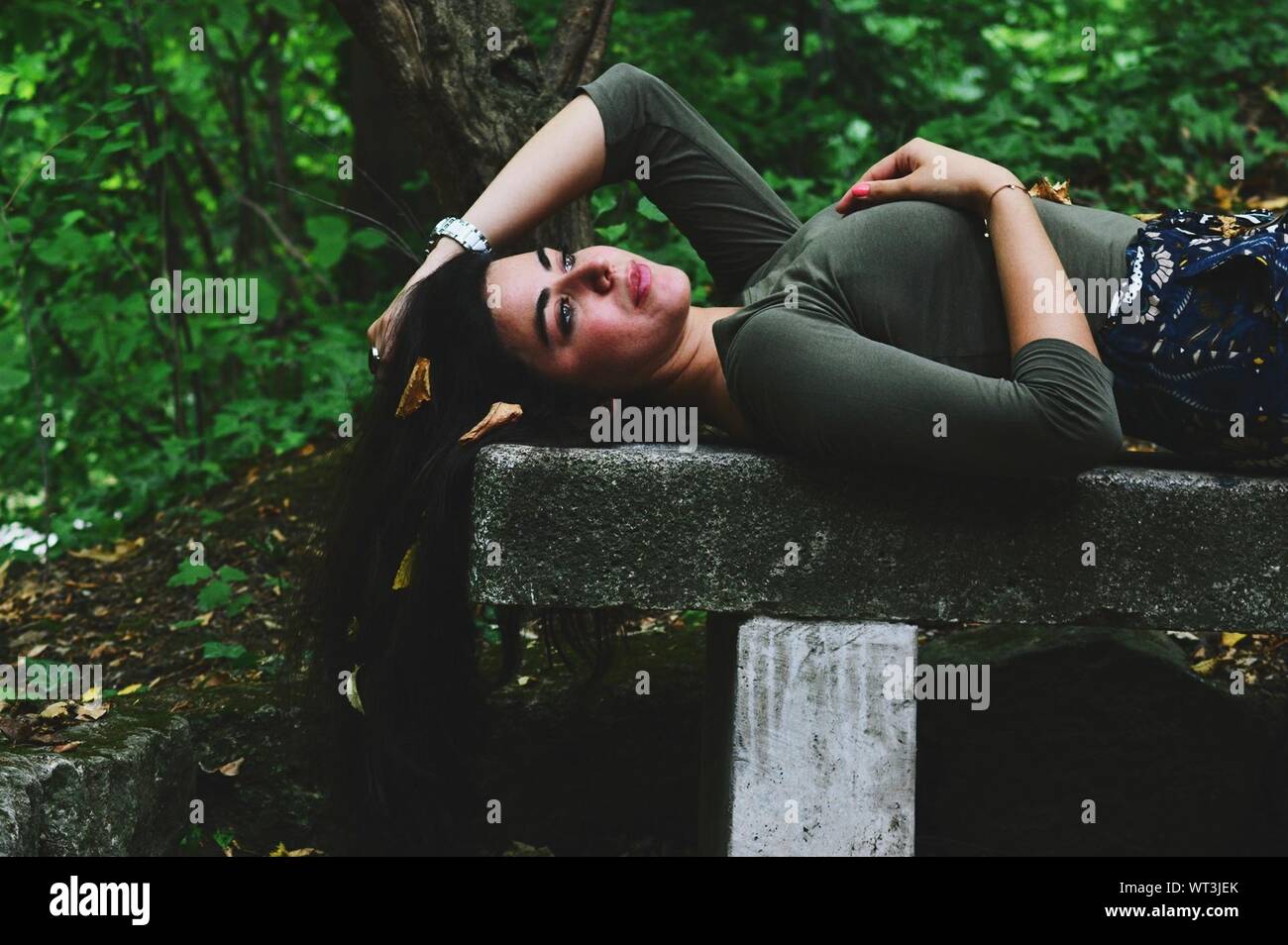 Woman lying side view hi-res stock photography and images - Alamy