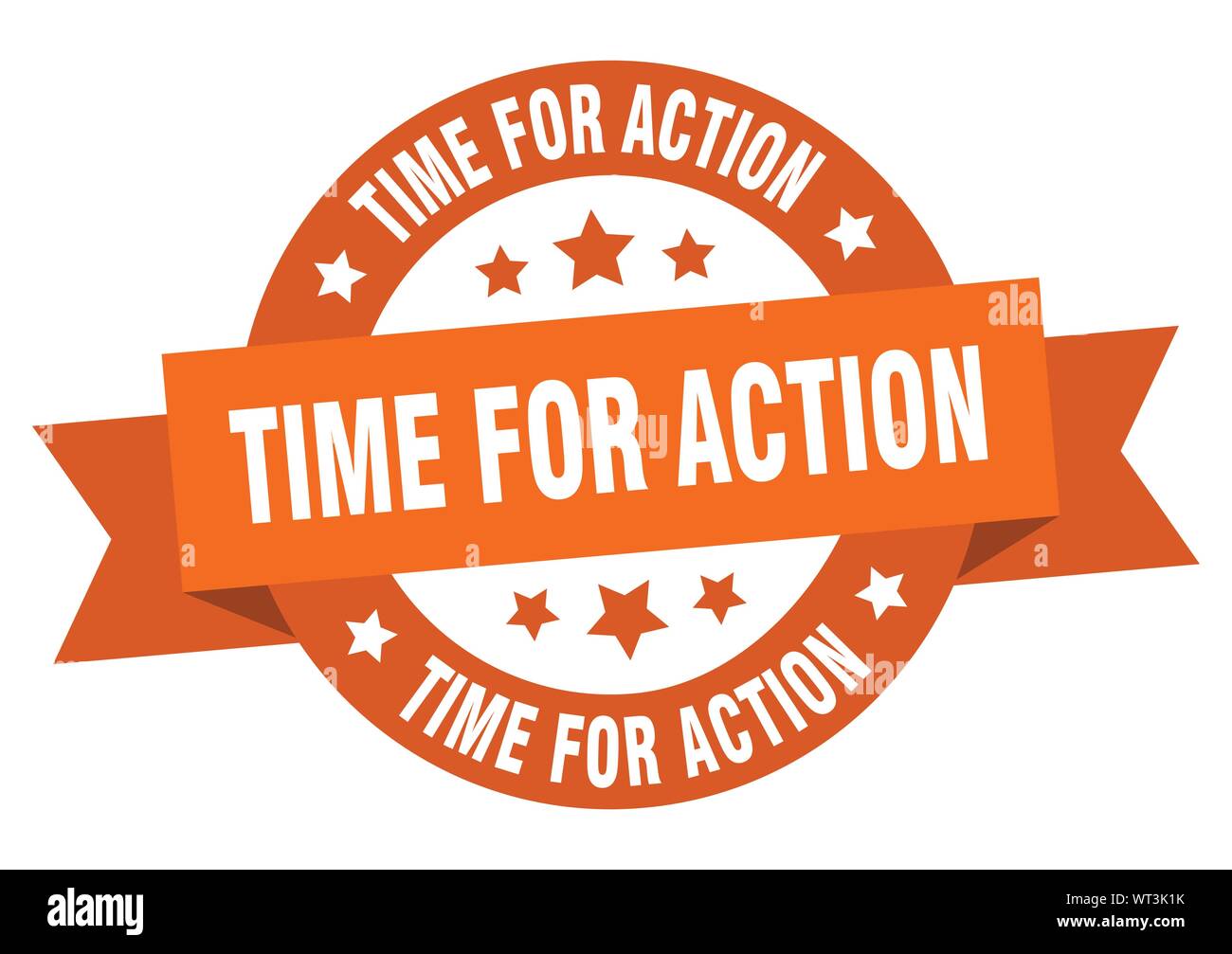 Time action ribbon label hi-res stock photography and images - Alamy