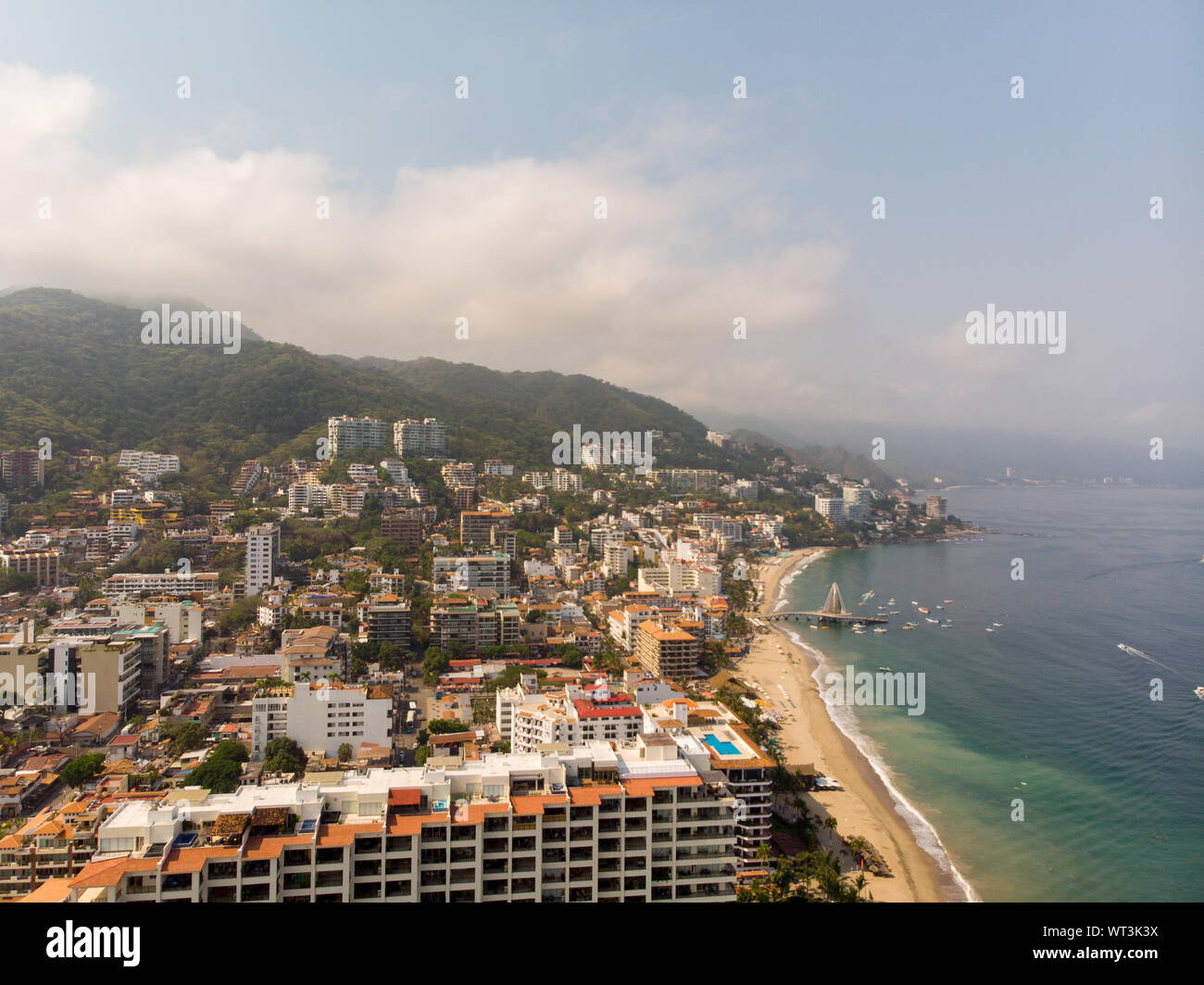 Aerial photos of the pier knows as Playa Los Muertos pier in the ...