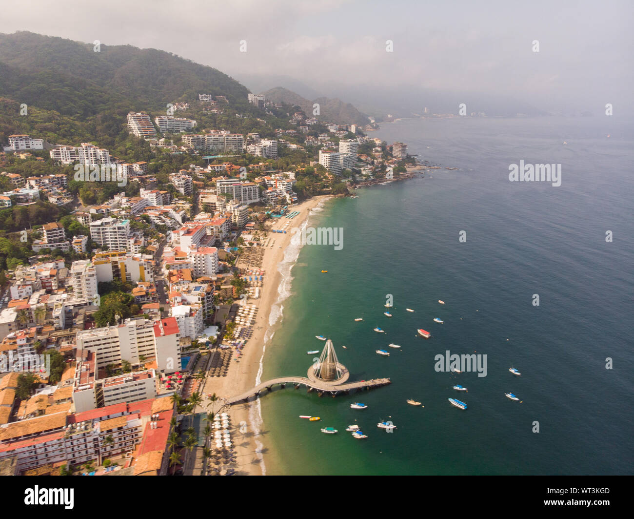 Aerial photos of the pier knows as Playa Los Muertos pier in the ...