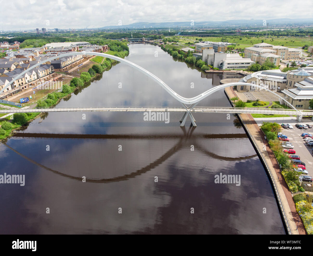 Aerial photo of The famous Infinity Bridge located in Stockton-on-Tees ...