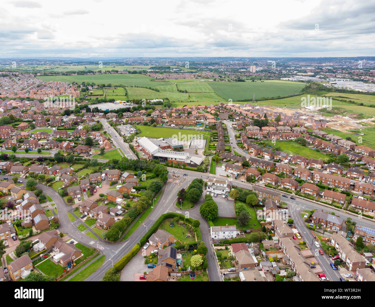 Aerial photo over looking the area of Leeds known as Morley in West ...