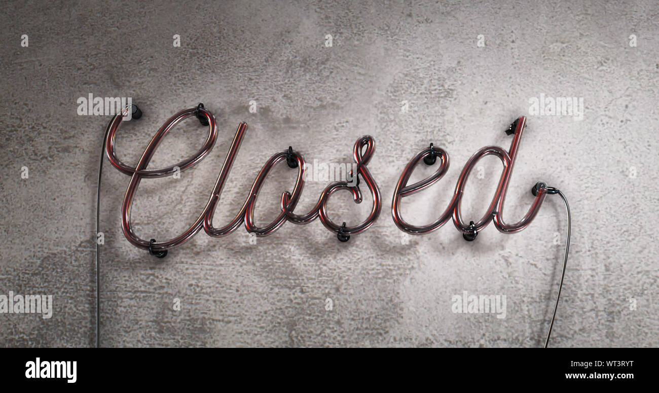 Neon sign that has had its electric turned off saying the word closed ...