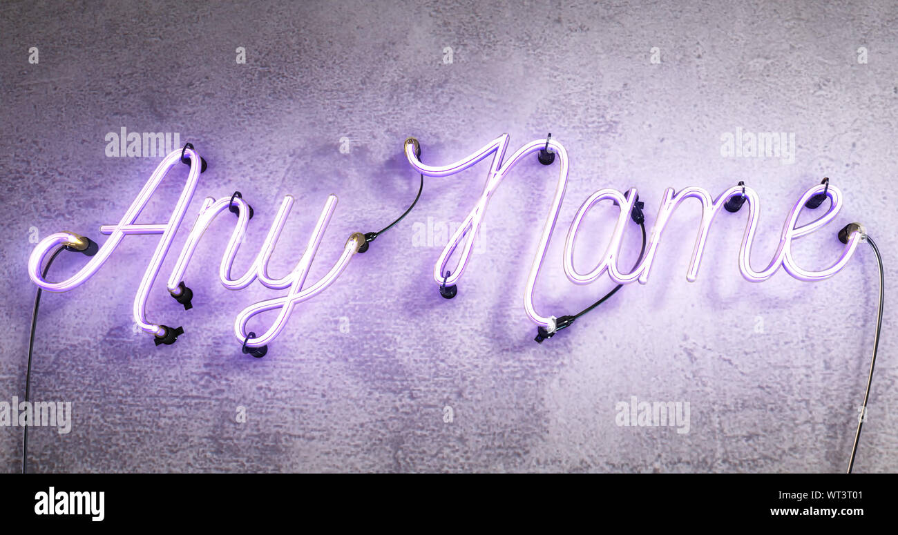 Neon sign saying the word Any Name Stock Photo - Alamy