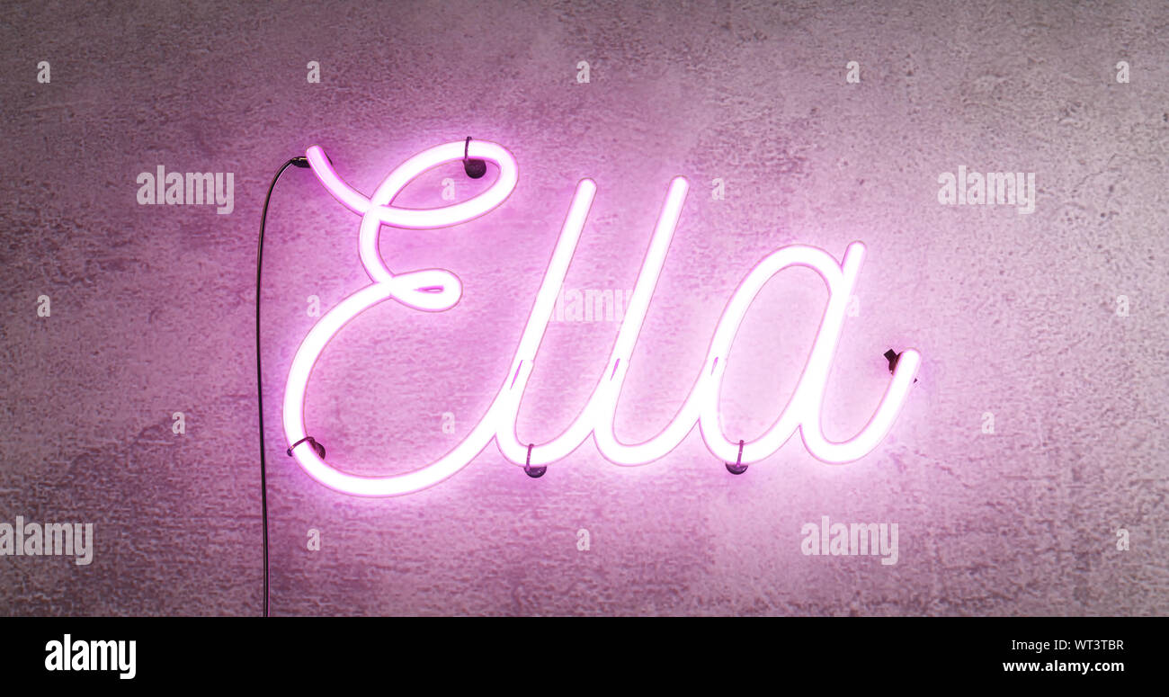 Bright pink Neon sign saying the name Ella Stock Photo - Alamy