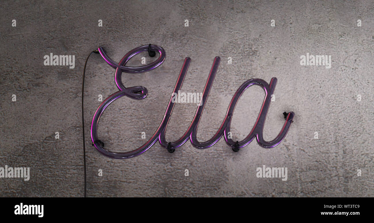 Turned off pink Neon sign saying the name Ella Stock Photo - Alamy